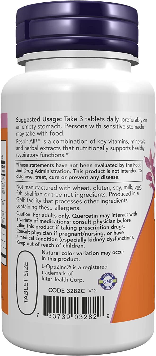 Now Foods Respir-All 60 Tablets â€“ Natural Respiratory Support ...