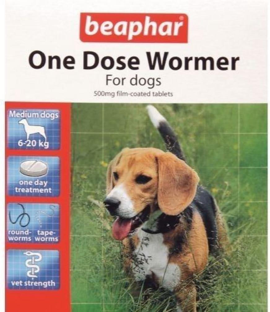 PonZE Beaphar One Dose Wormer Tablet Worming For Medium Dogs Dewomer ...