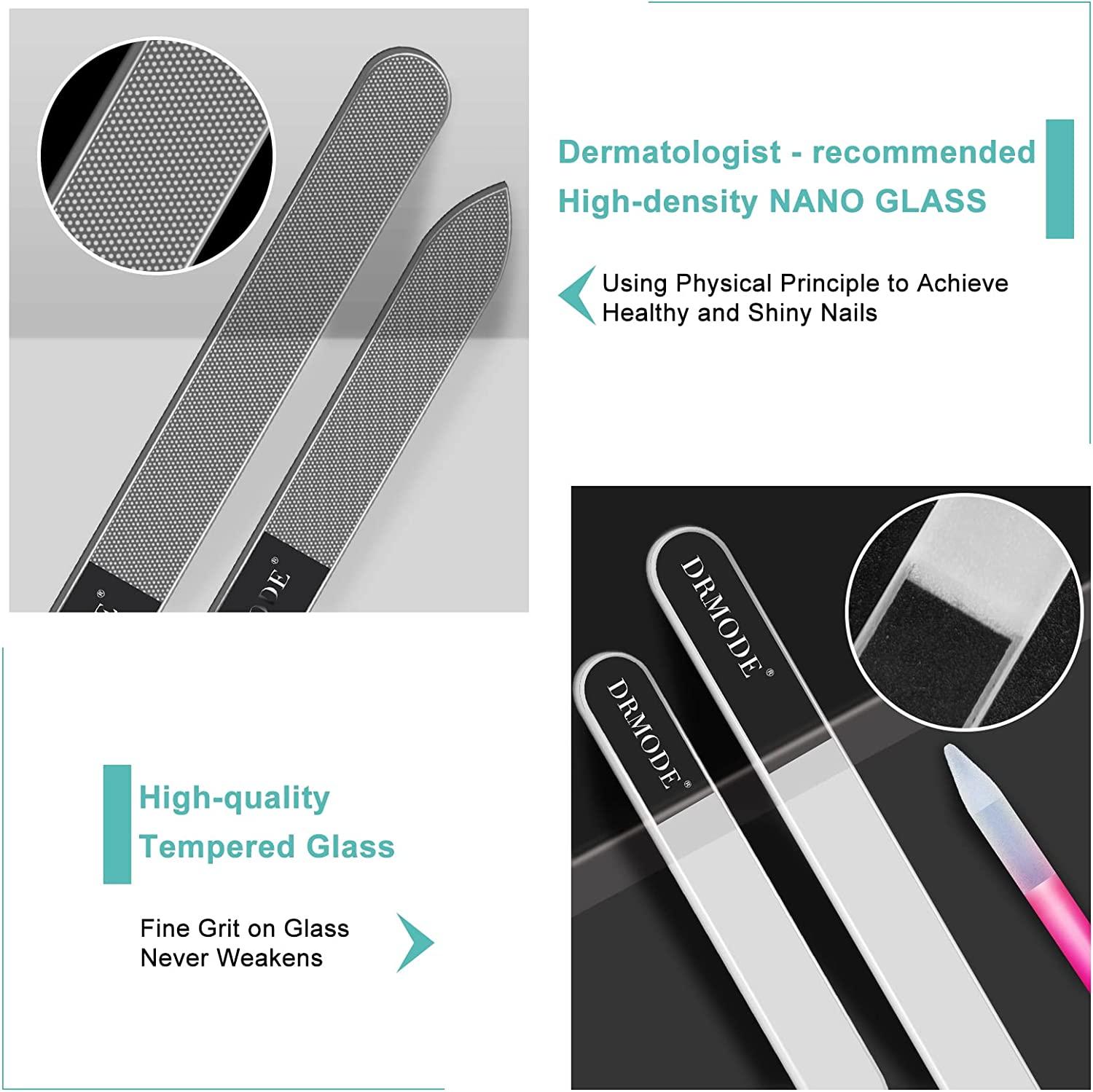 Nano Glass Nail File Set with Case - 5PCS | Cuticle Pusher & Crystal ...