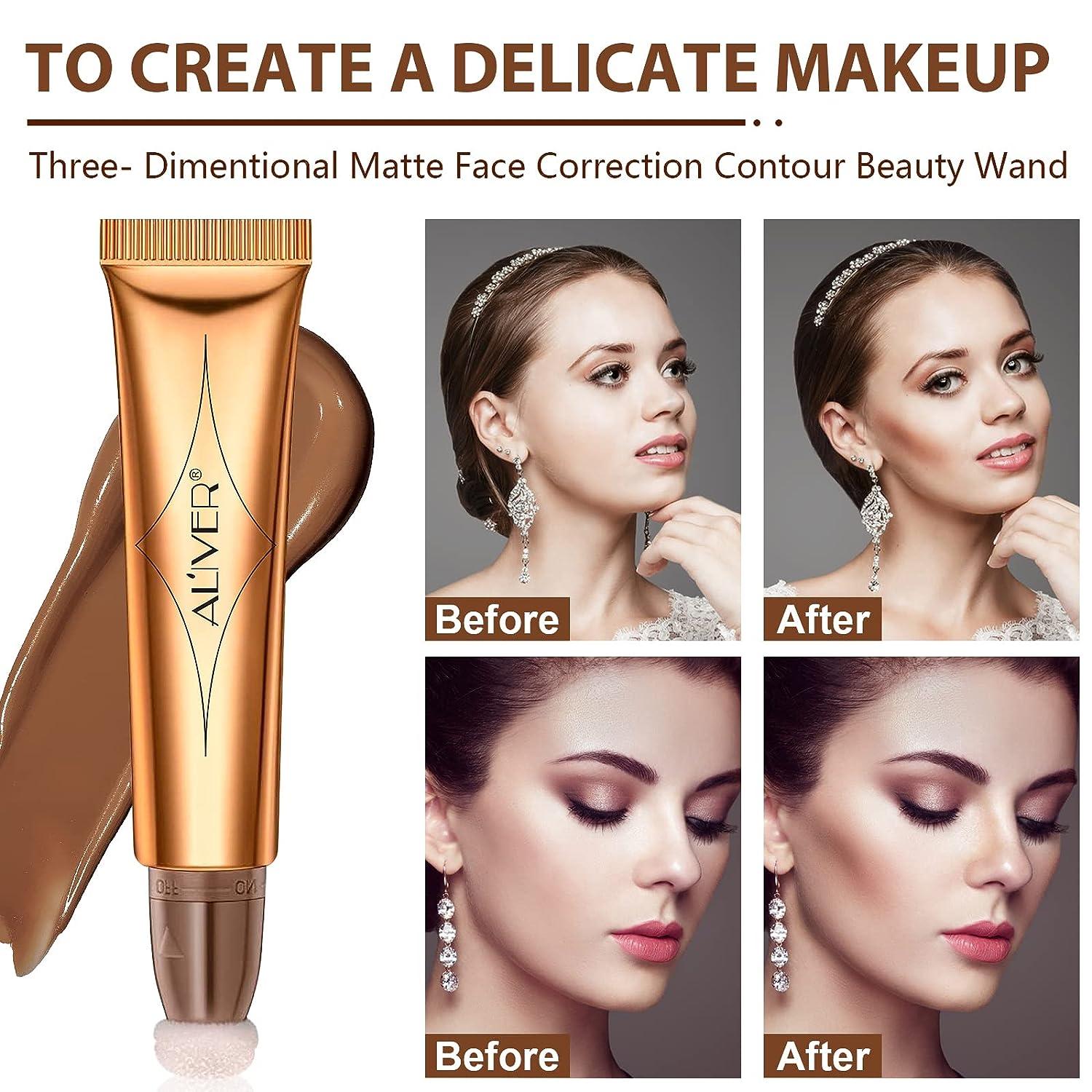 Contour Beauty Wand - Liquid Face Concealer with Cushion Applicator for ...