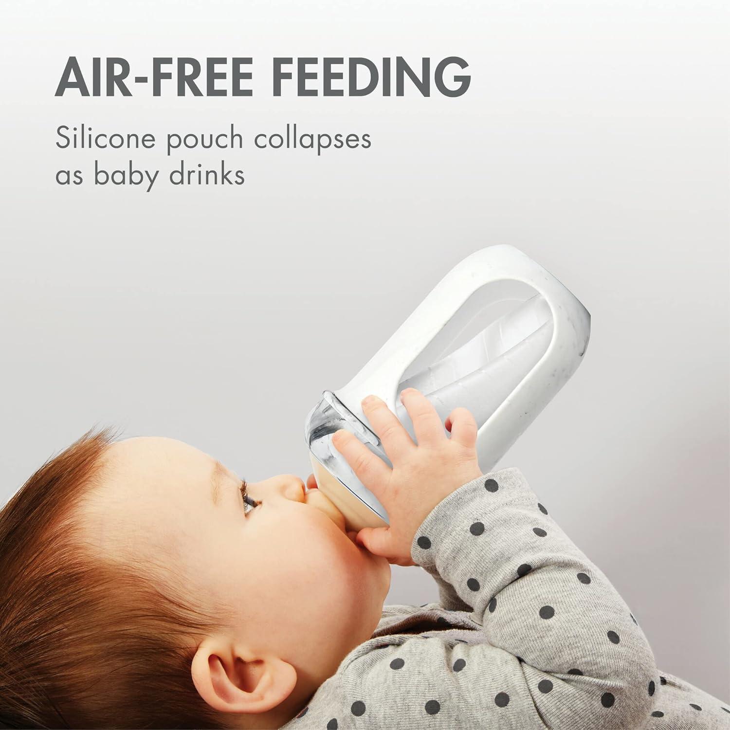 Boon NURSH Reusable Silicone Baby Bottles 3-Pack, 8 Oz Medium Flow ...