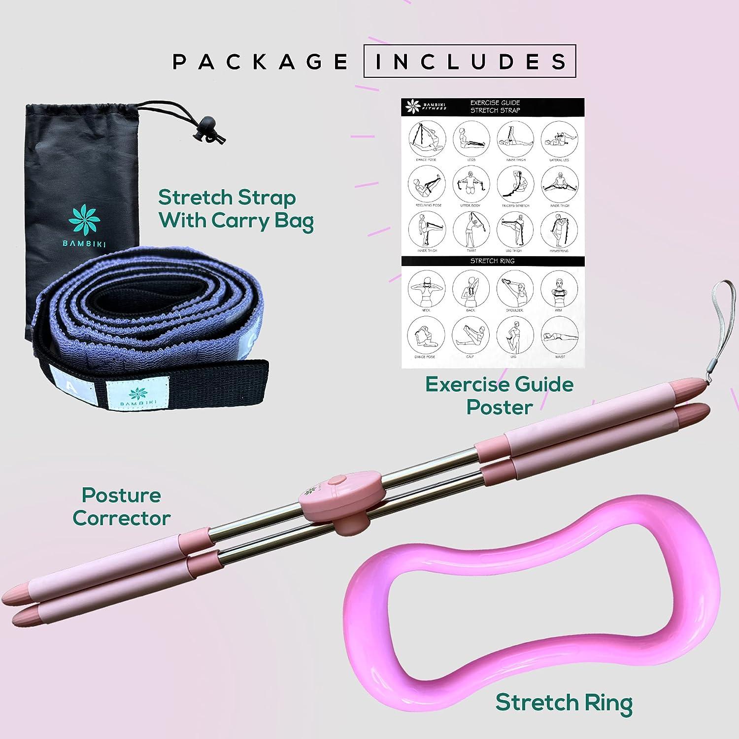 BAMBIKI Stretch Set: Posture Corrector Yoga Stick, Stretching Ring, and ...