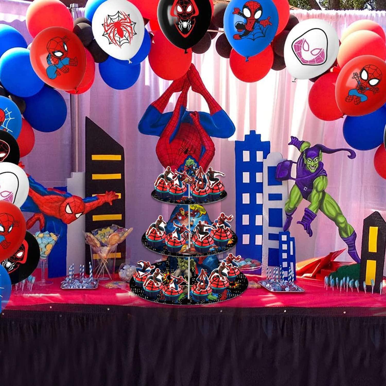 Superhero Cupcake Stand (3 Tier) Hero Themed Birthday Party Centerpiece ...