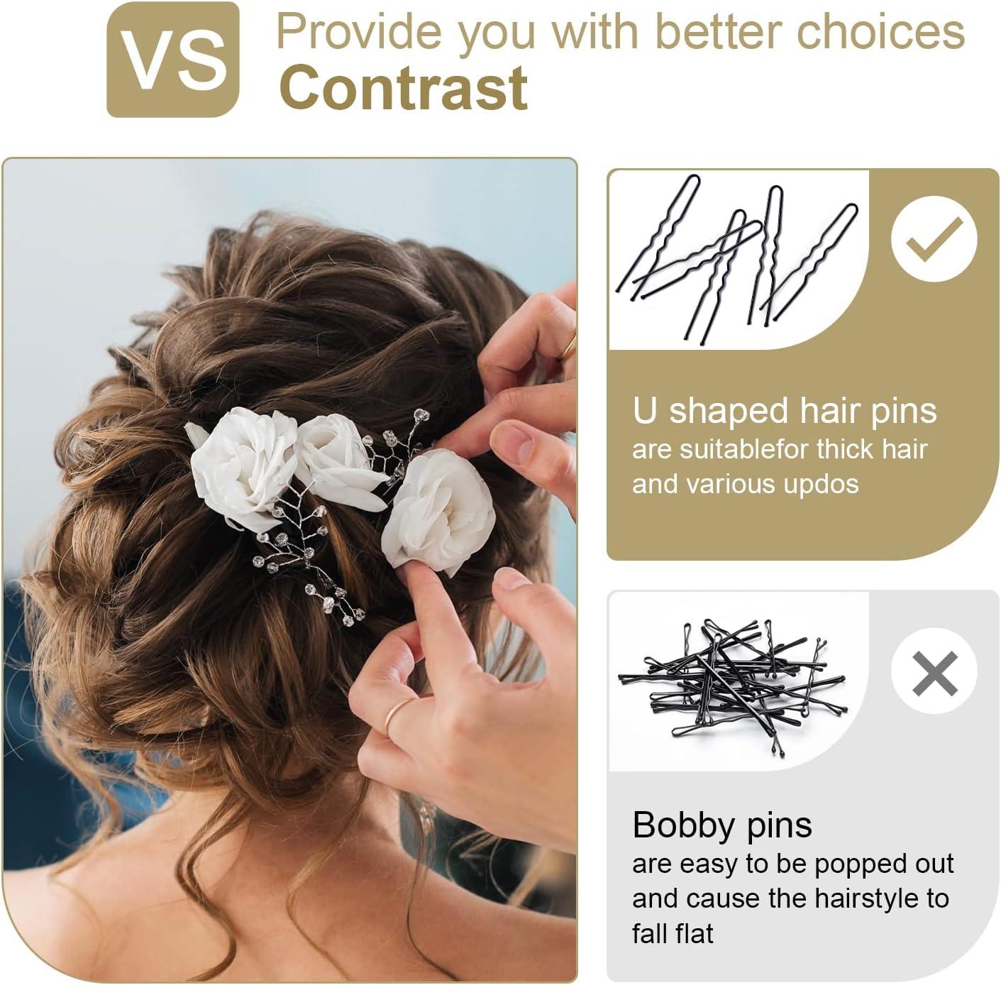 Zeberine 100Pcs Black U Shaped Hair Pins for Buns with Storage Box - 2. ...