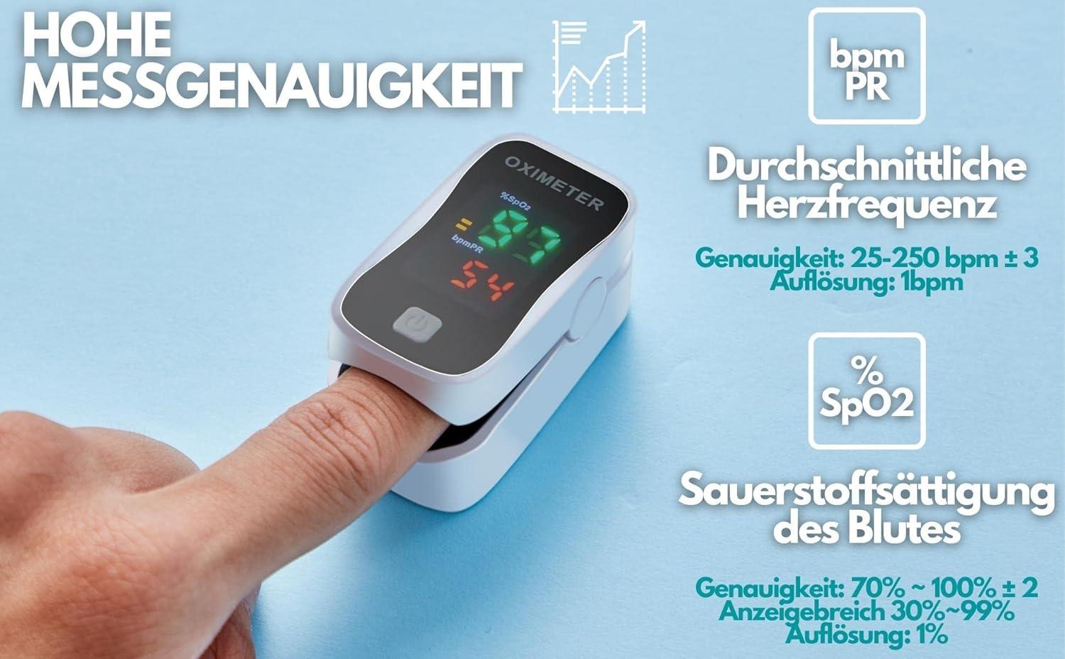 Pulsoximeter - Accurate Blood Oxygen Meter | OLED Finger Oximeter ...