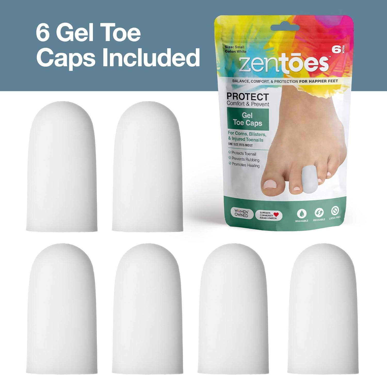 ZenToes 6 Pack Gel Toe Cap and Protector - Cushions to Protect The Toe ...