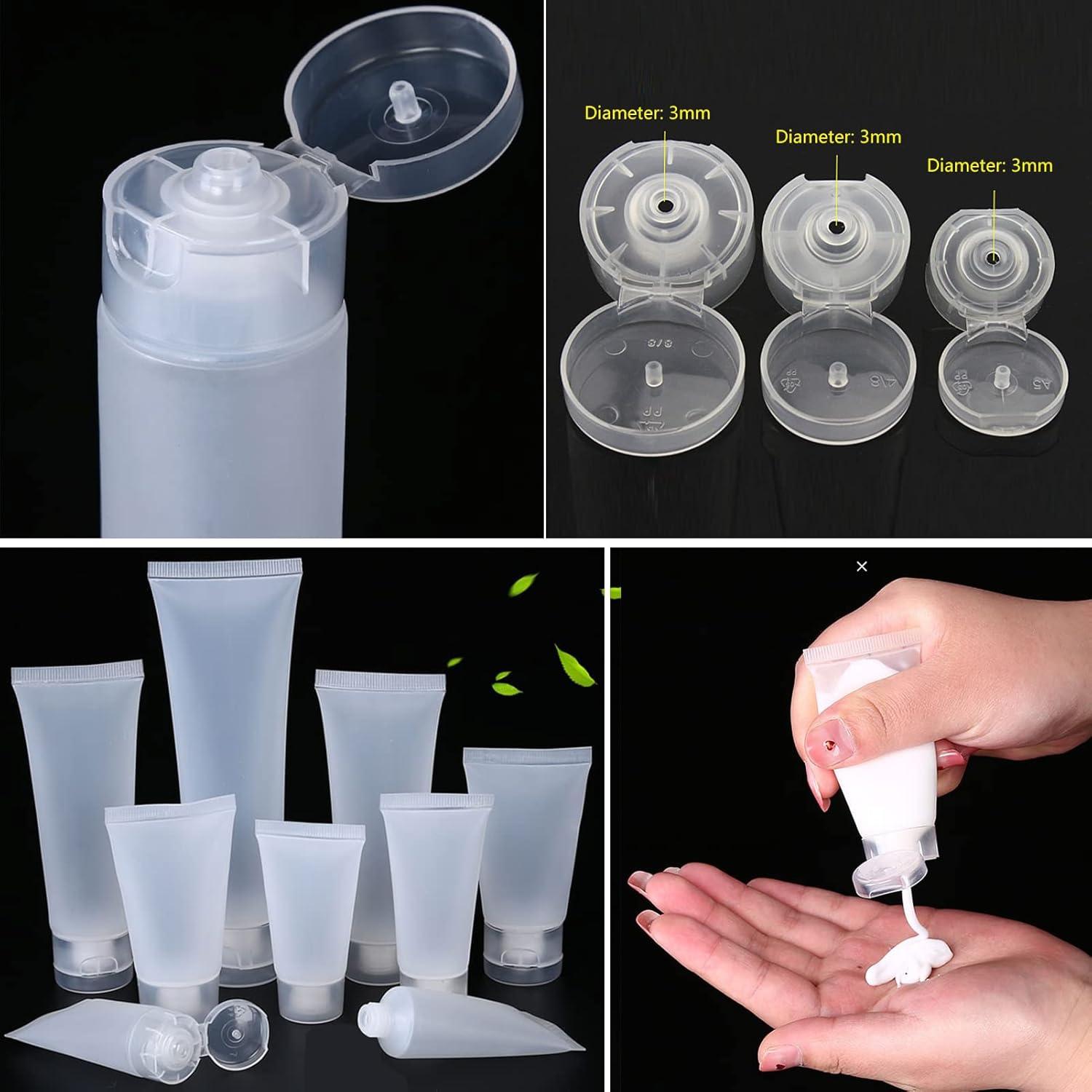 Zeoabsy 12pcs 100ml Transparent Frosted Soft Tubes - Hinge Lock Plastic ...