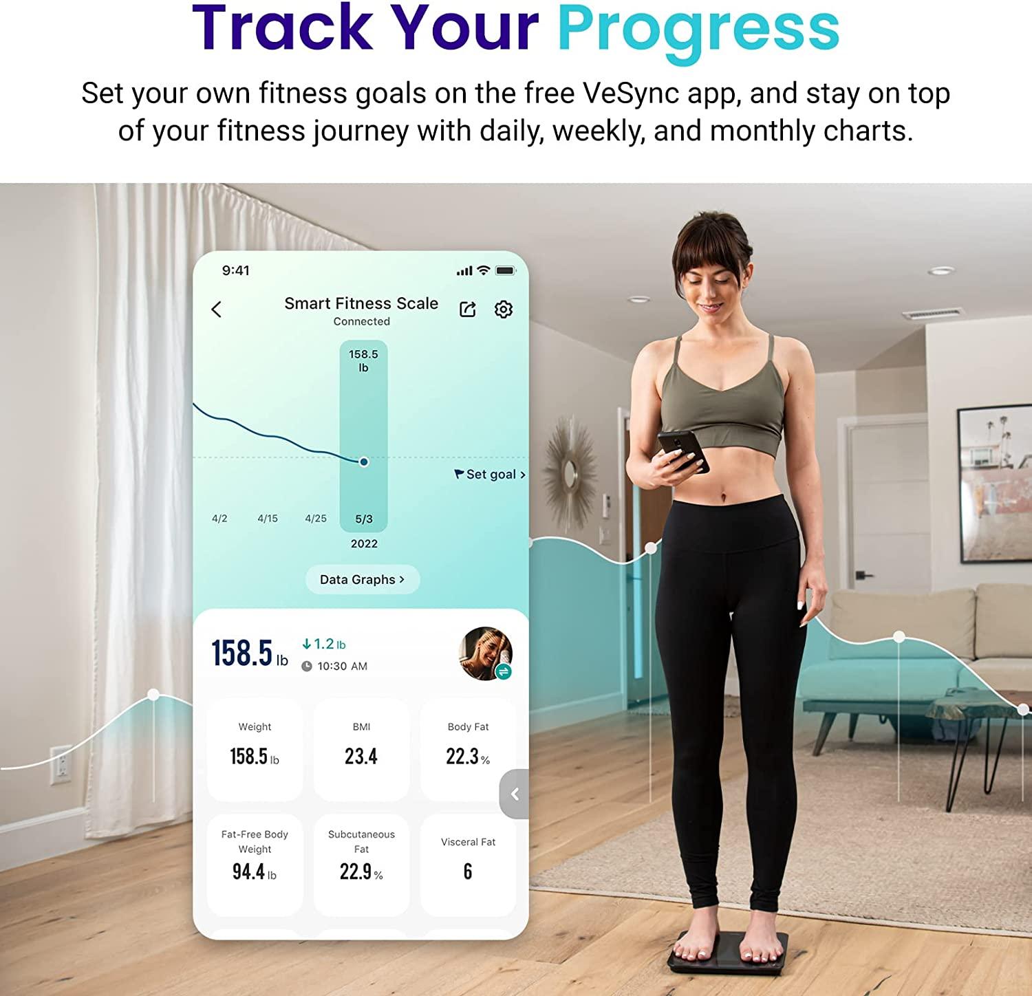 Etekcity Smart Digital Bathroom Scale with Body Fat Analysis ...