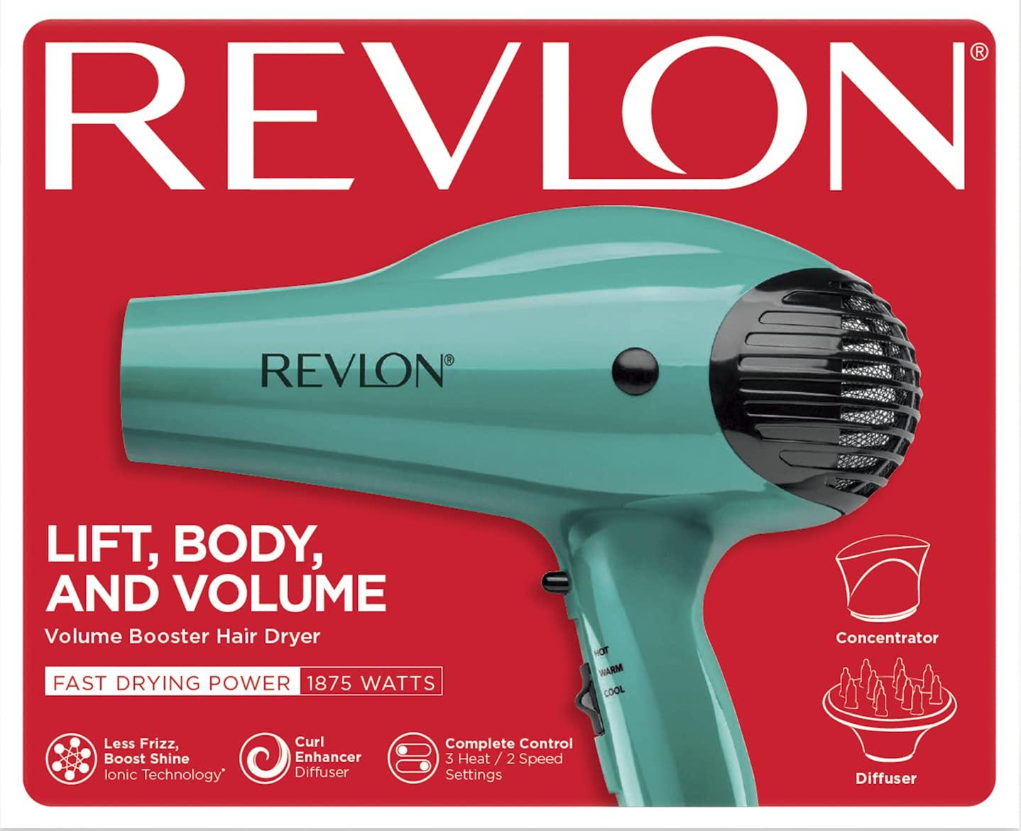Revlon Volume Booster Hair Dryer 1875W - Green | Voluminous Lift and Body | Buy Now with Express ...