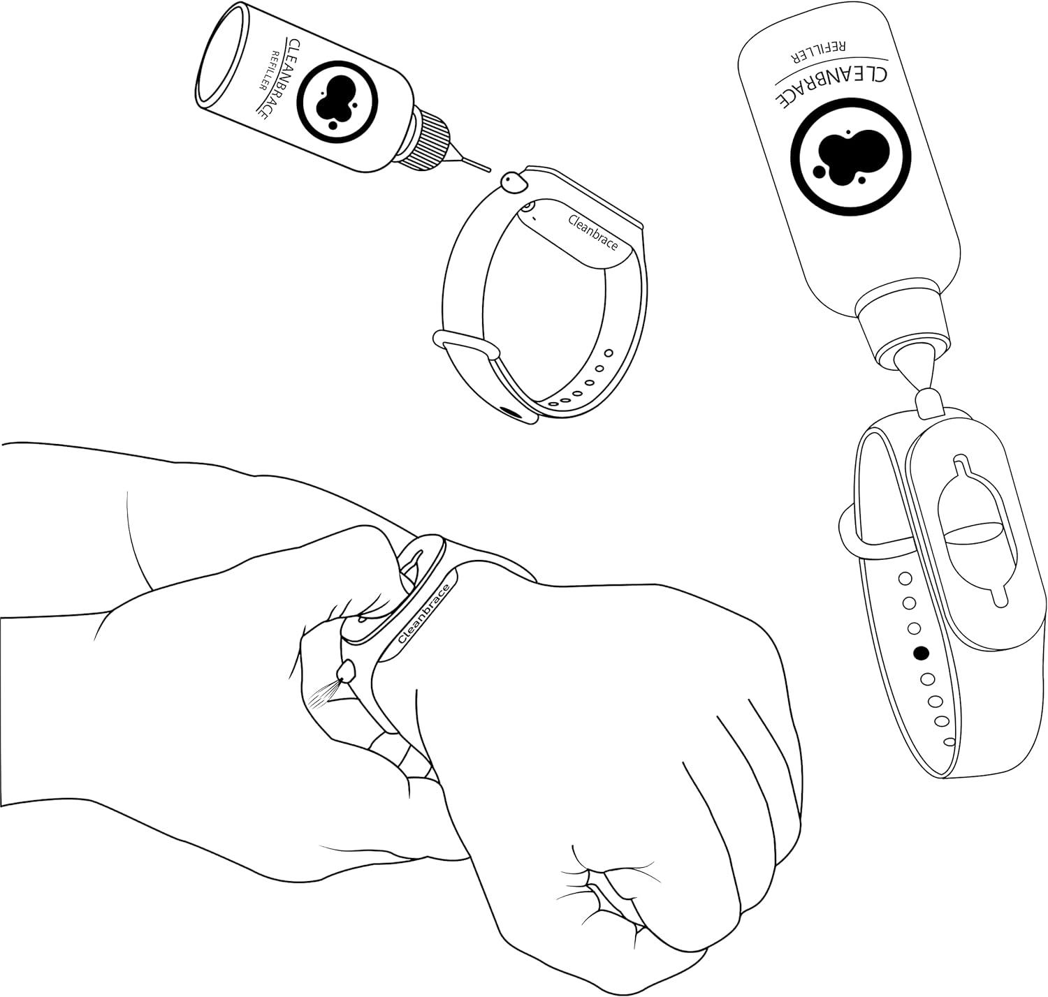 Cleanbrace Black Hygiene Bracelet with Refiller - On-The-Go Hand ...