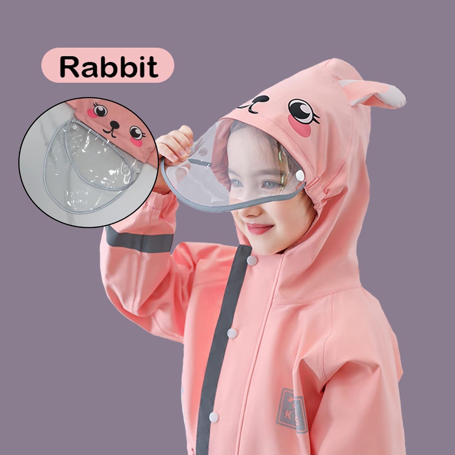 Fewlby Kids XL/5-6 Years Light Pink Puddle Suit | Waterproof Hooded Rainwear for Boys and Girls ...