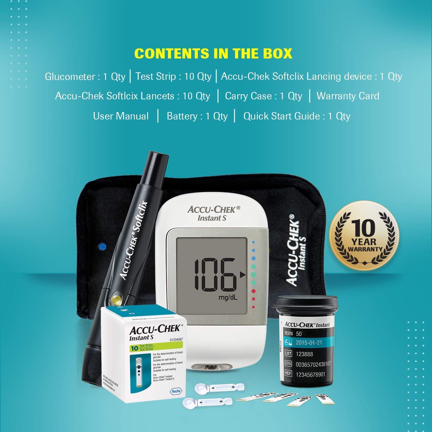 Instant S Glucometer with 50 Strips: Accurate Blood Glucose Monitoring ...