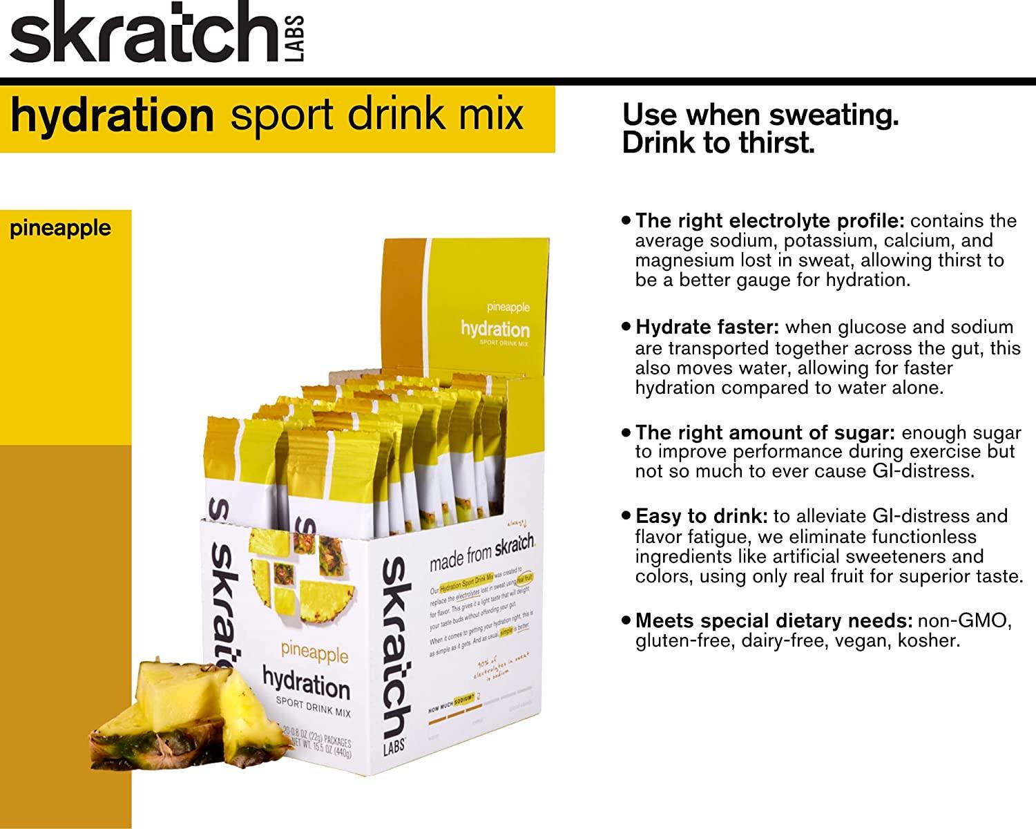 Skratch Labs Pineapple Hydration Packets - 20 Count Sport Drink Mix for ...