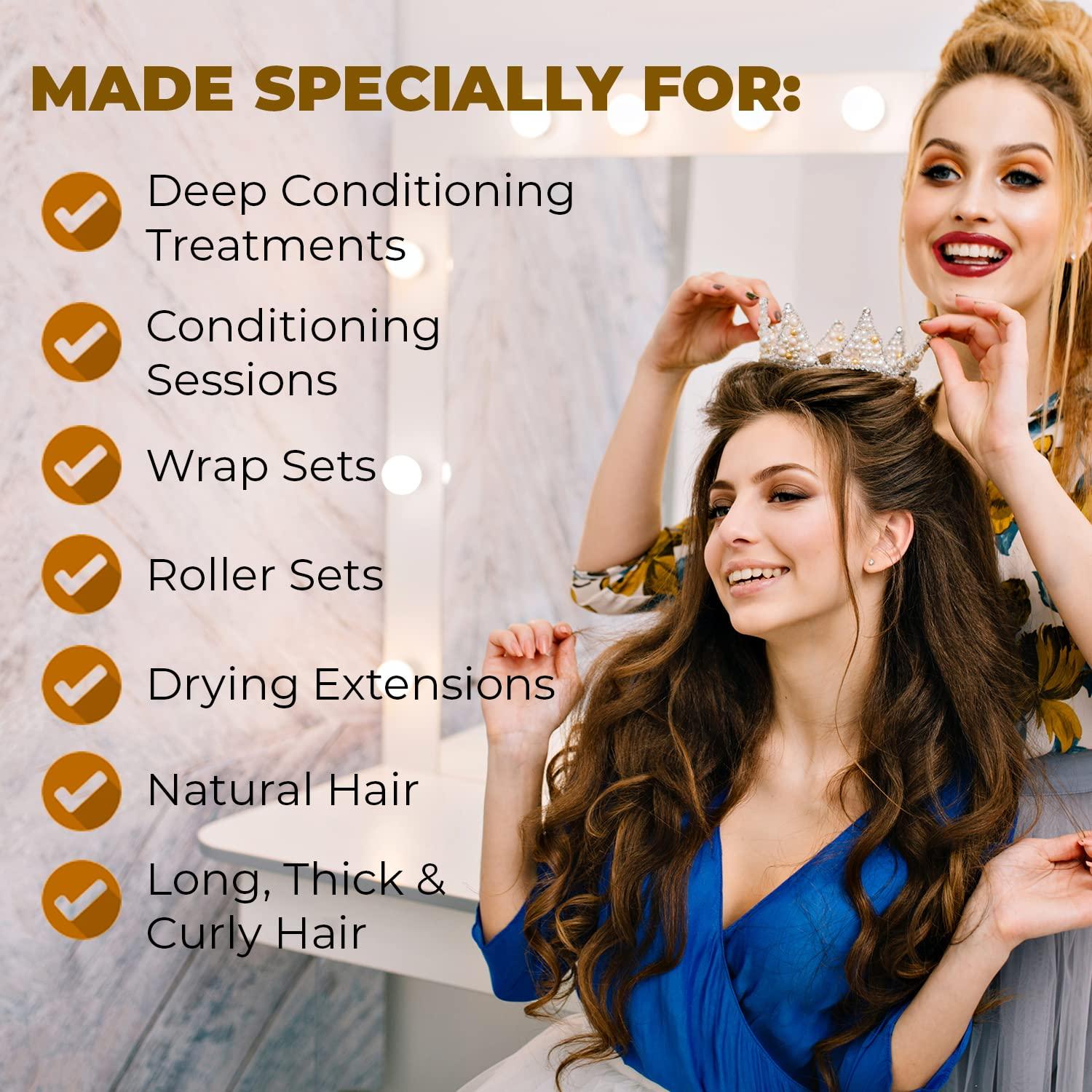 Adjustable Soft Hooded Hair Dryer Bonnet with 10 Silicone Curlers ...