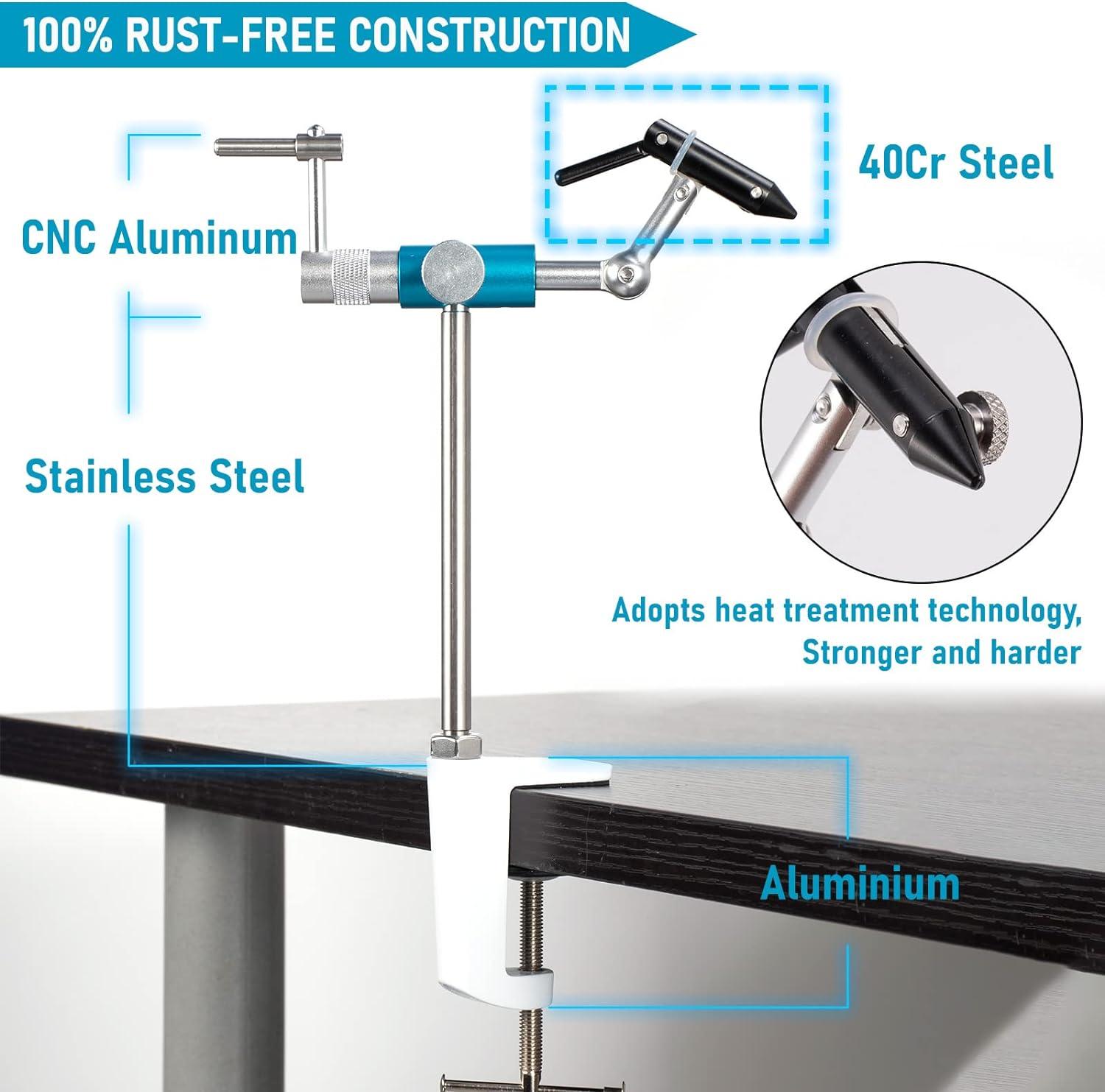 Dr.Fish Aluminum Rotary Fly Tying Vise Kit with 360 Rotation, Ultra ...