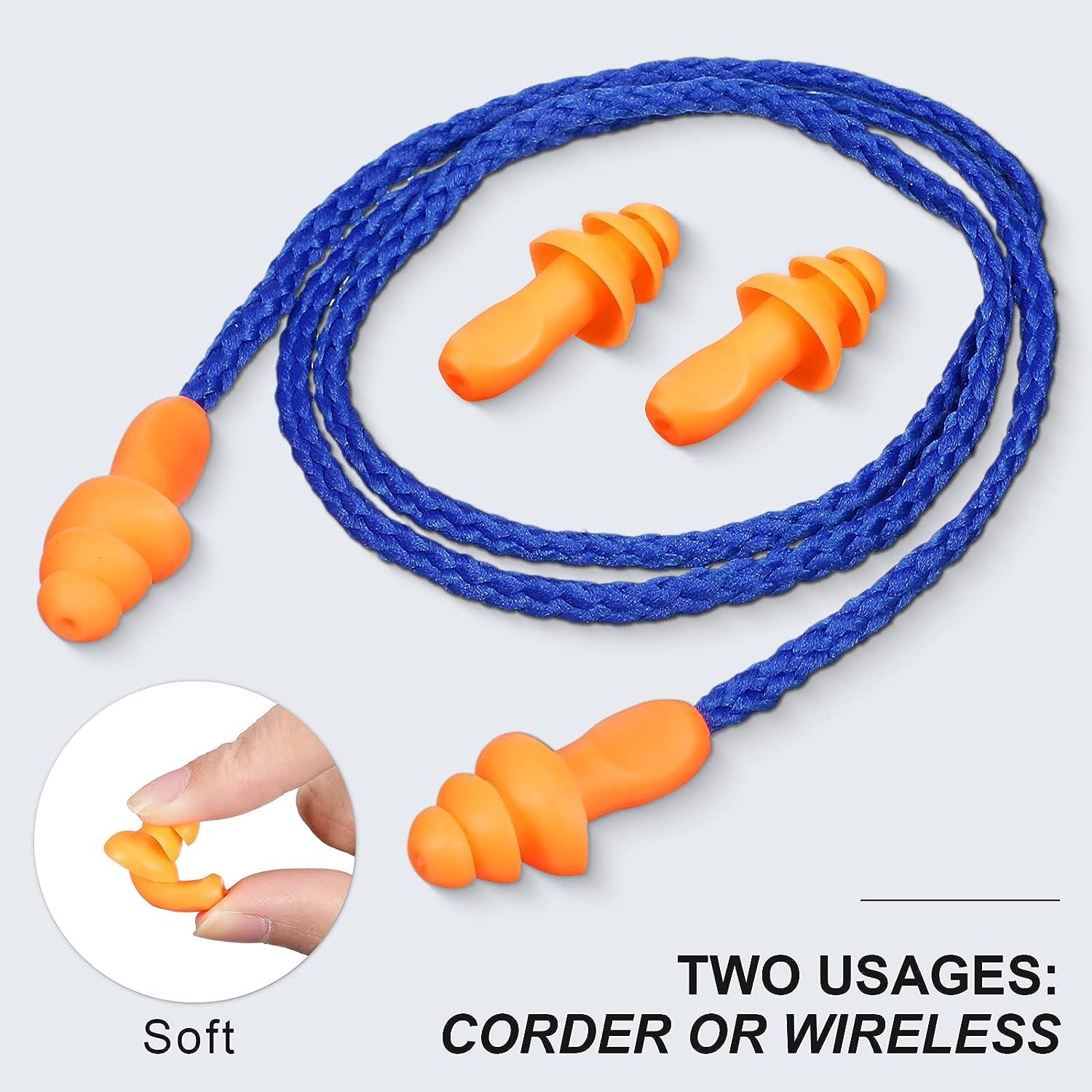 200 Pairs Reusable Silicone Ear Plugs with Cord - Hearing Protection ...