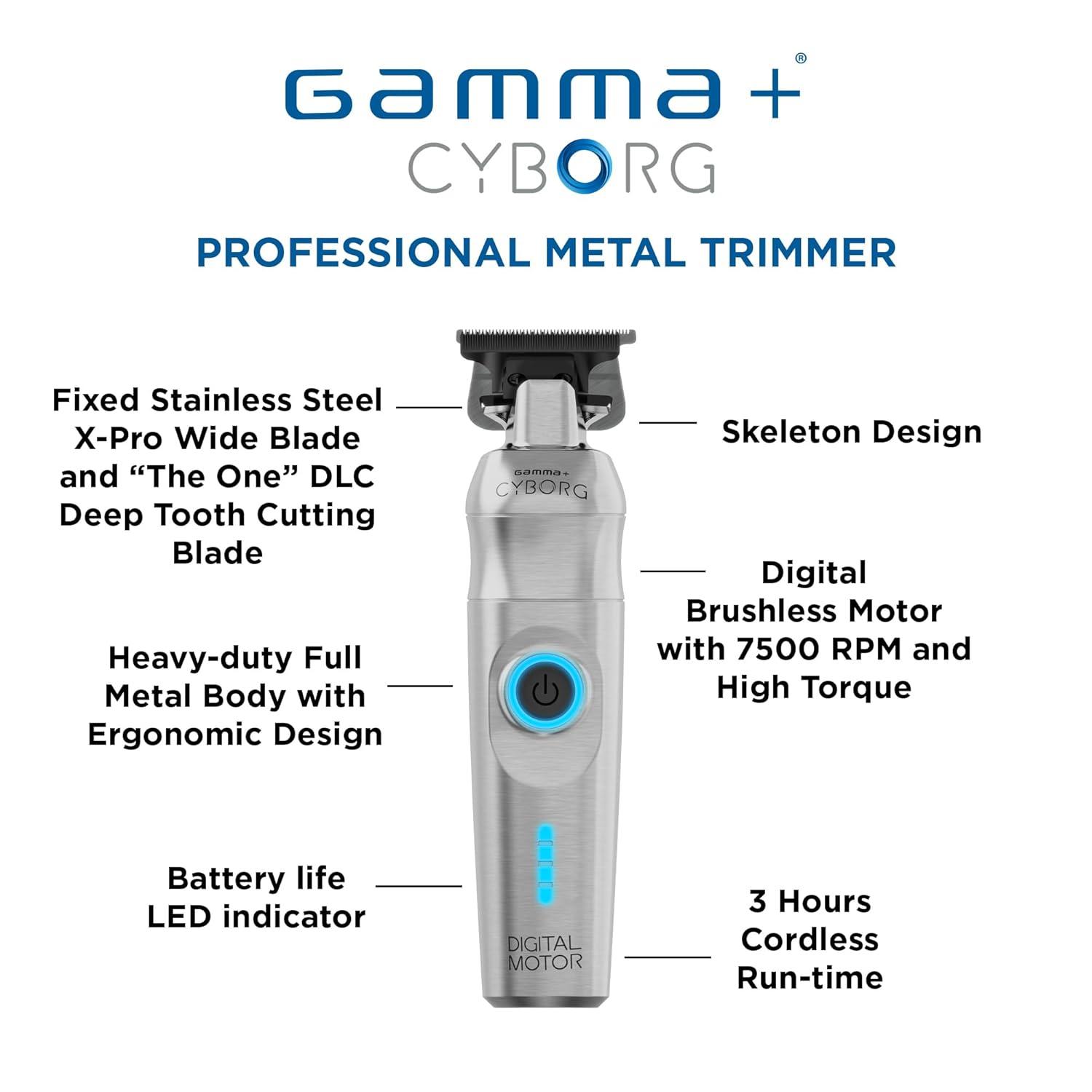 Buy GAMMA+ Cyborg Professional Metal Hair Trimmer - Powerful Digital ...