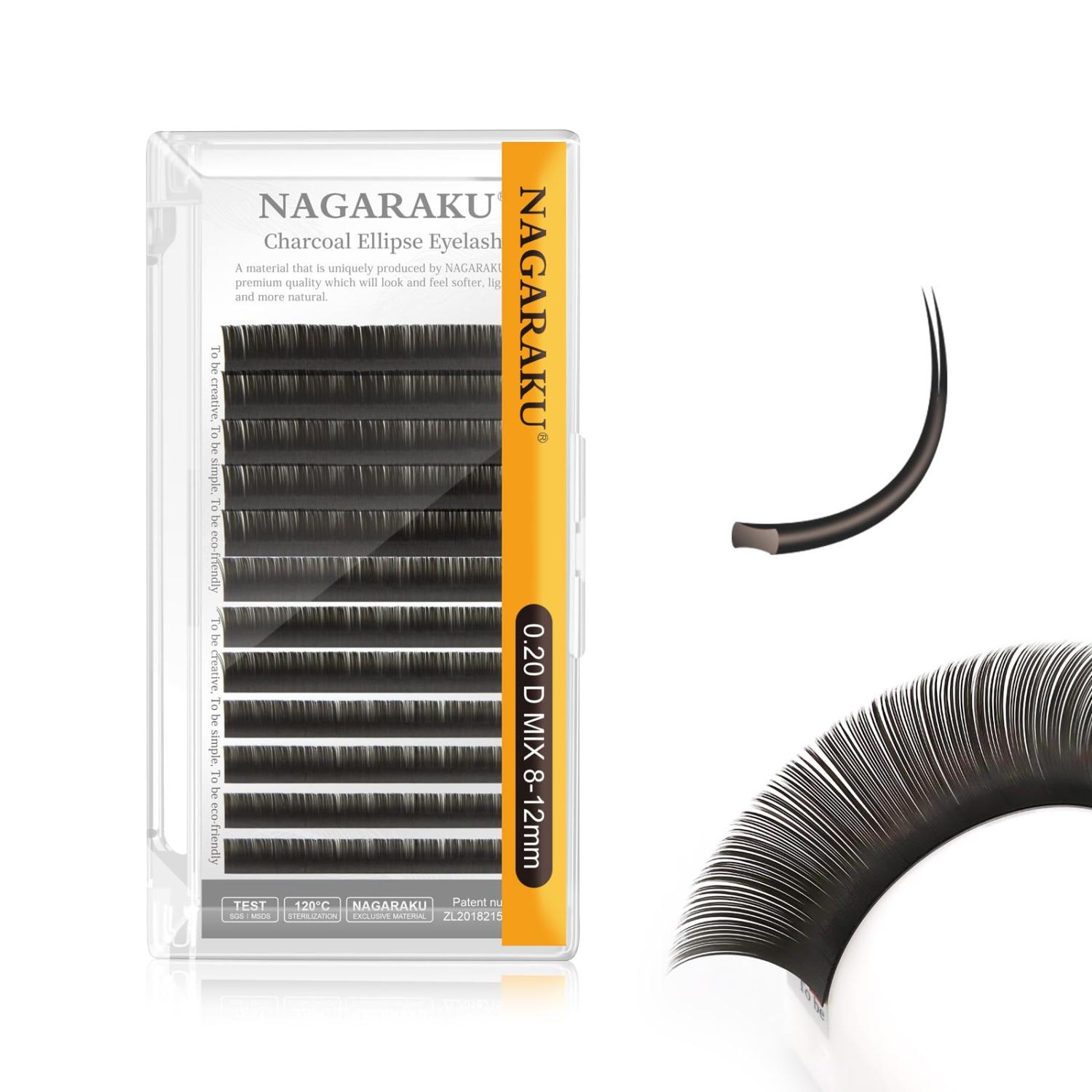 Nagaraku Ellipse Flat Eyelash Extensions | Professional Double Split ...