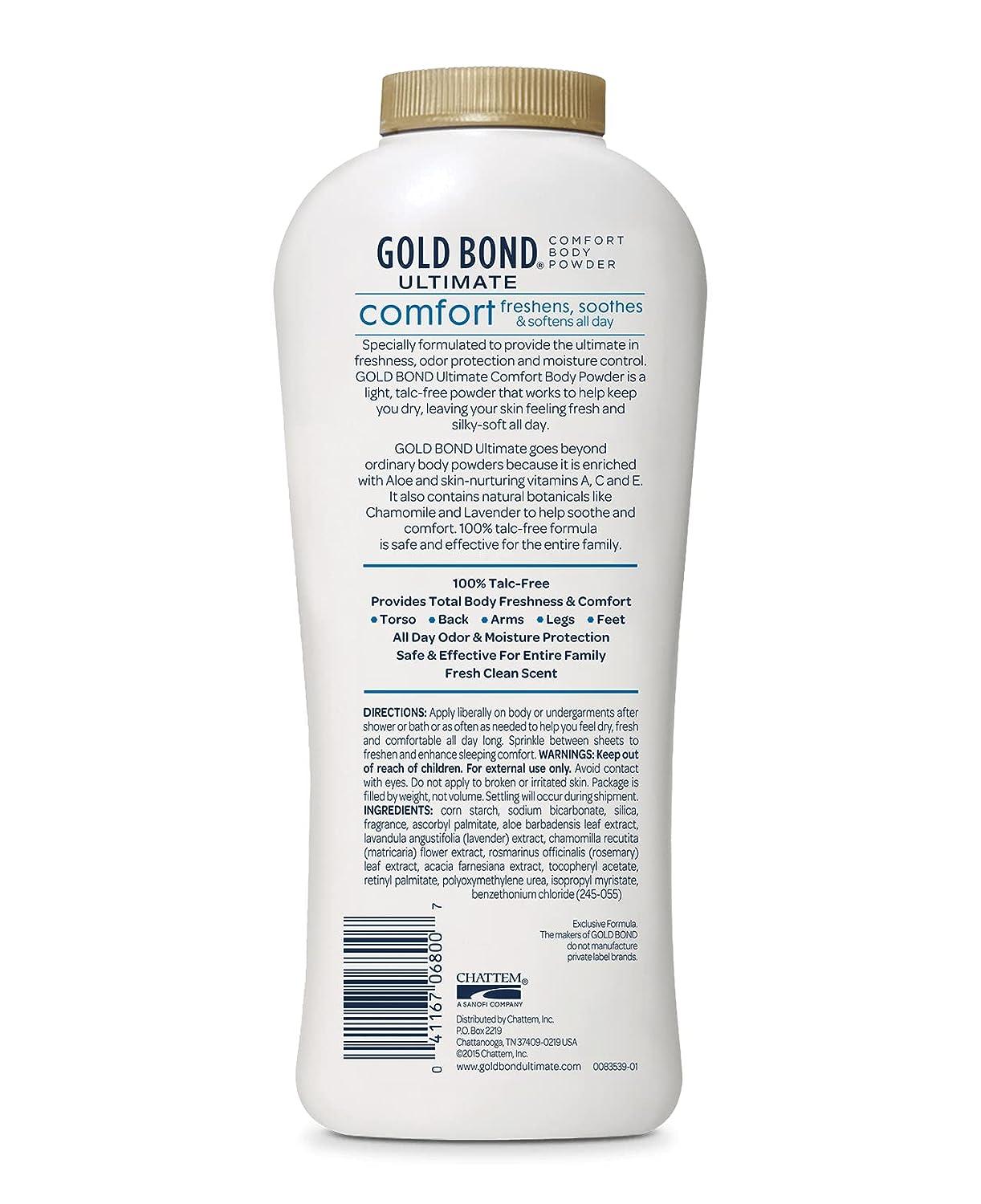 Gold Bond Ultimate Comfort Body Powder 10oz - Soothing Relief for Dry ...