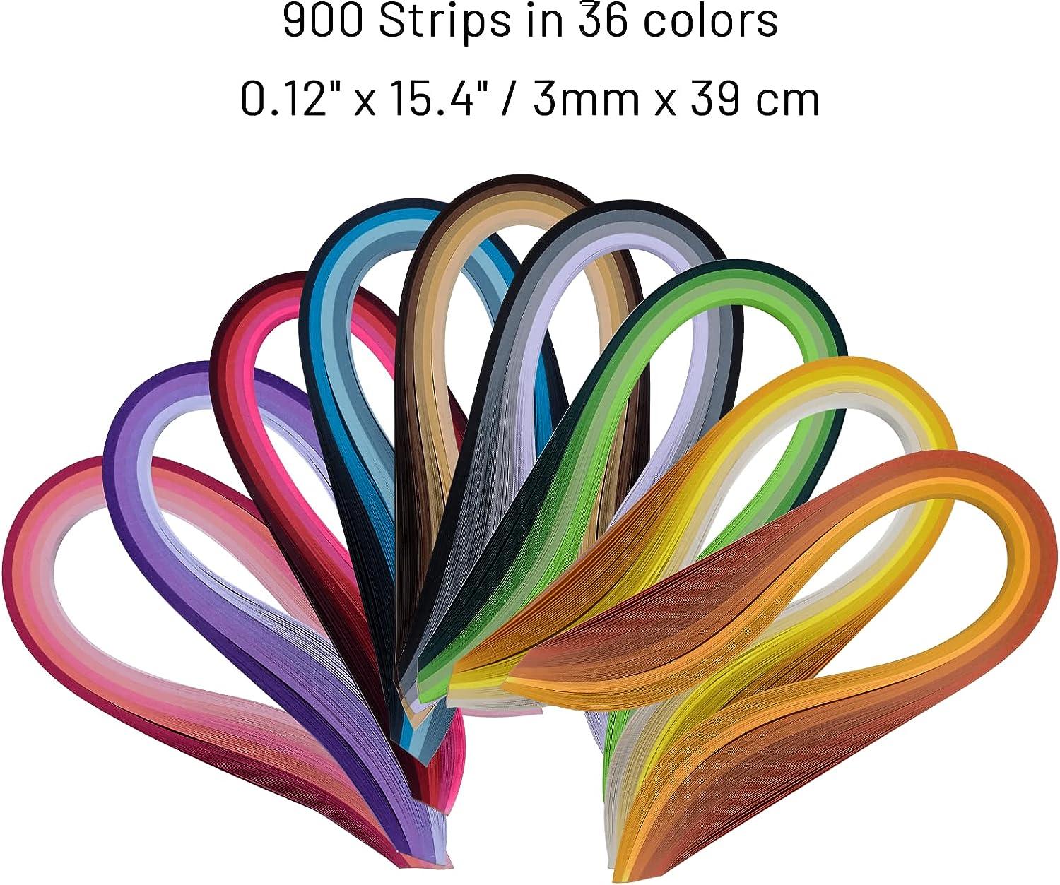 Paper Quilling Strips Set - 36 Colors - 900 Strips - 3mm x 39cm | Buy ...