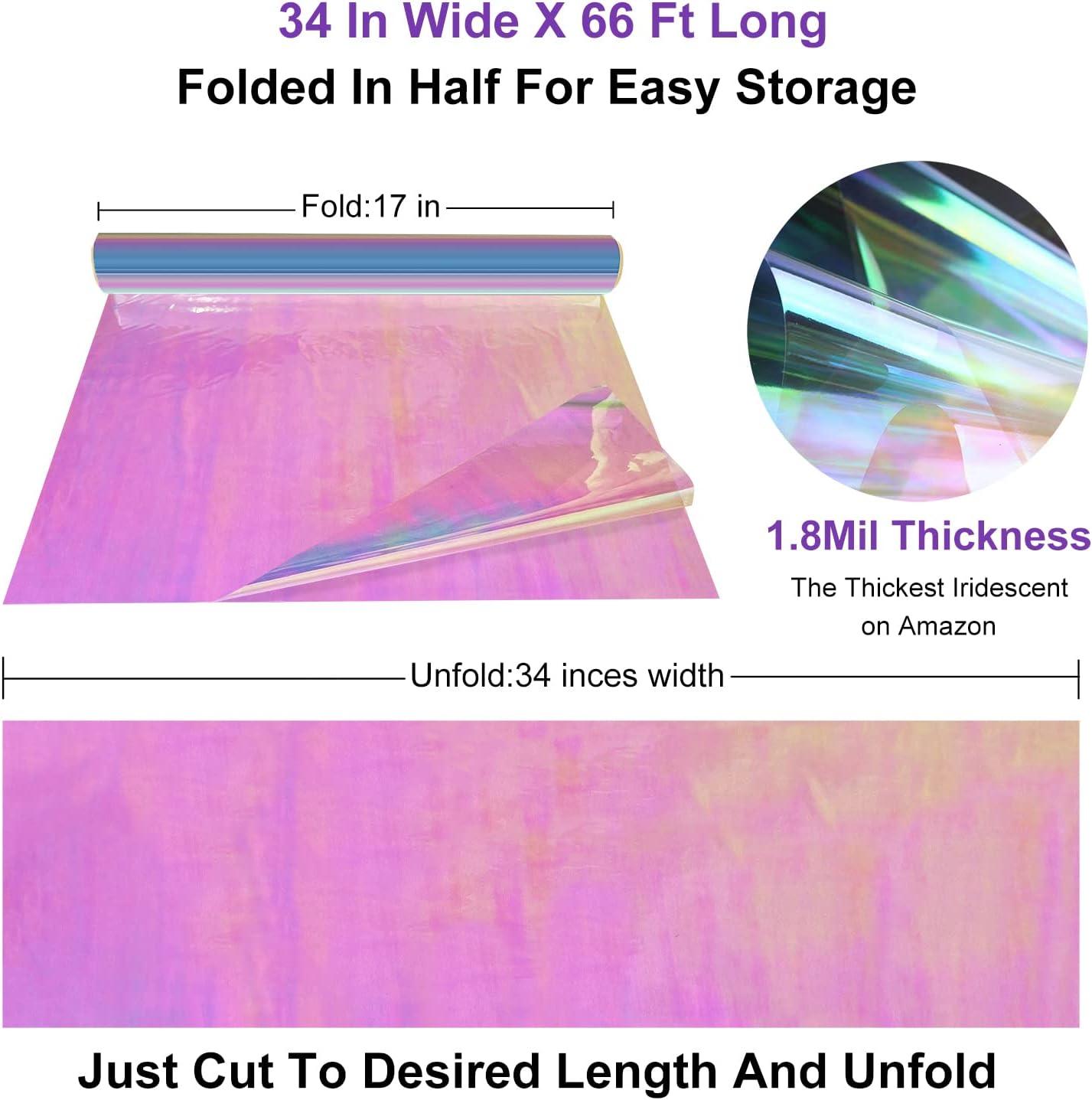 66 ft x 34 in Extra Wide Iridescent Cellophane Wrap Roll - Rainbow ...