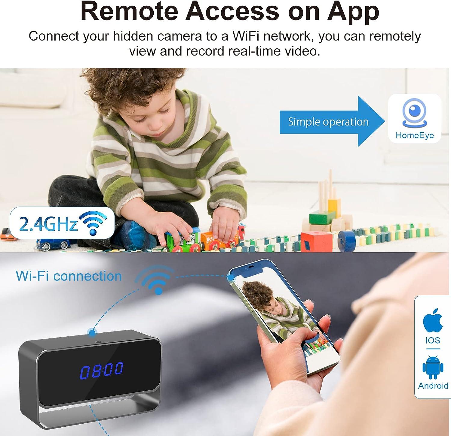 FULAO Hidden Camera Clock FHD 1080P WiFi Spy Camera - Enhanced Night ...