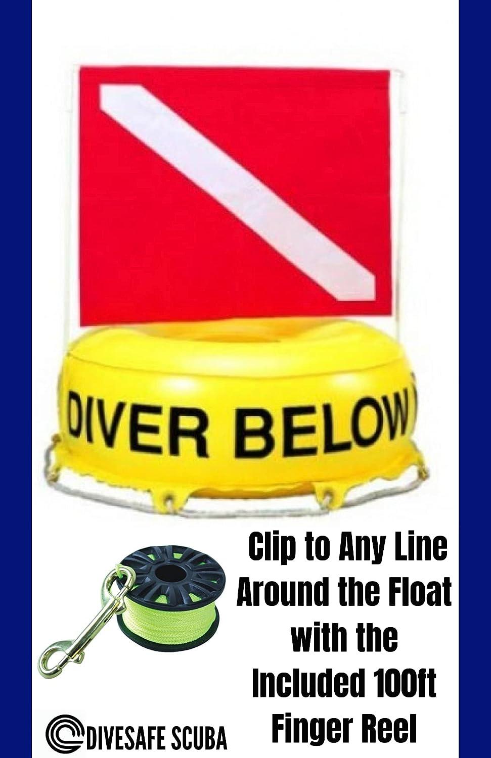 DiveSafe Scuba Round Buoy Float with Collapsible Flag Stiffener, Split ...