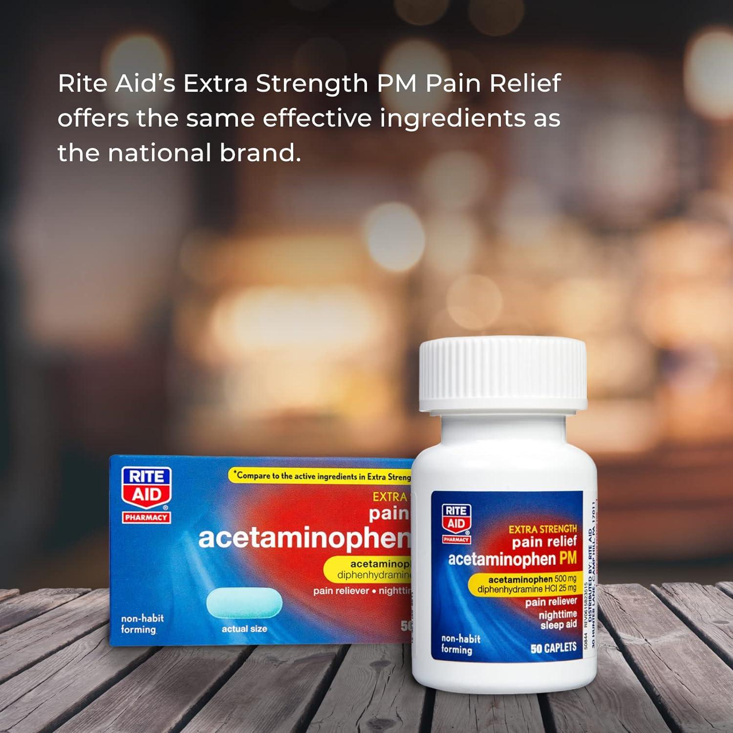Rite Aid Extra Strength PM Caplets - 50 Count | Acetaminophen ...