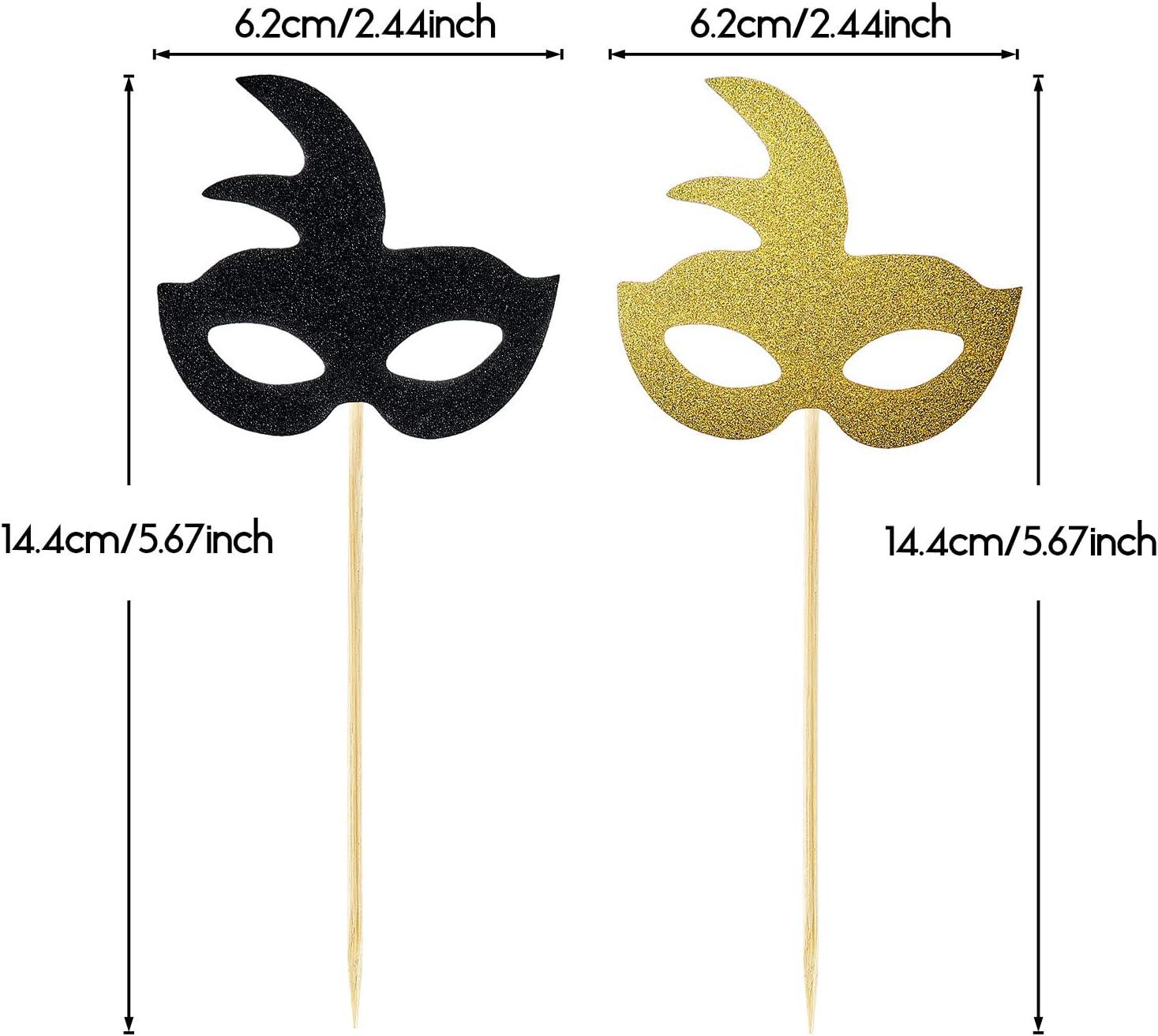 48 Pieces Masquerade Masks Cupcake Topper Glitter Mask Cake Topper ...