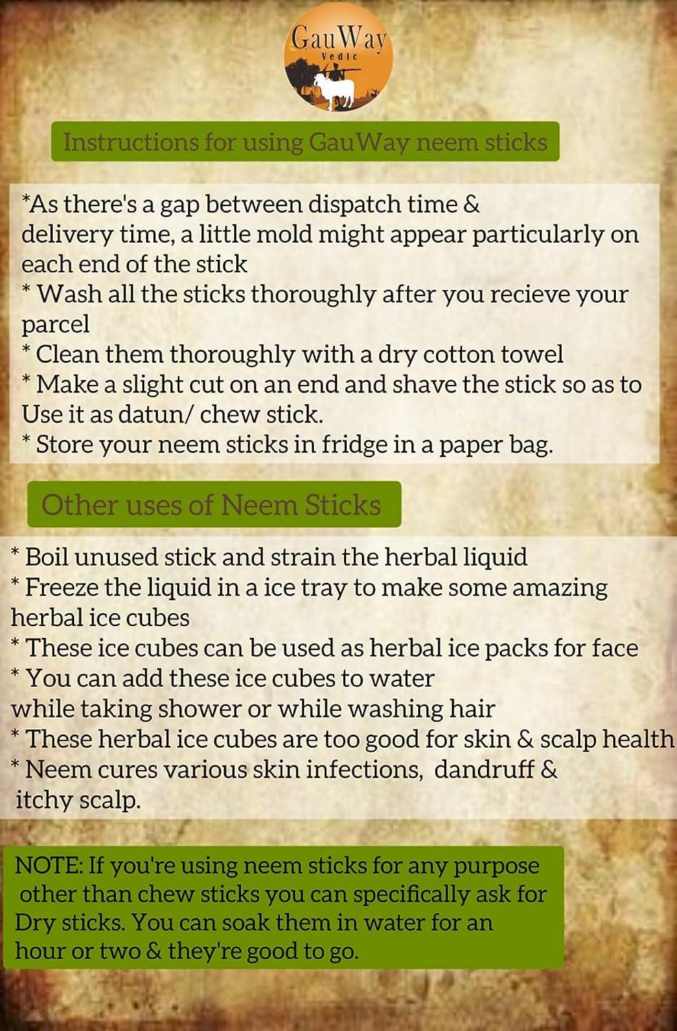 Natural Neem Chew Sticks Datun Ayurvedic Organic Toothbrush - Remove ...