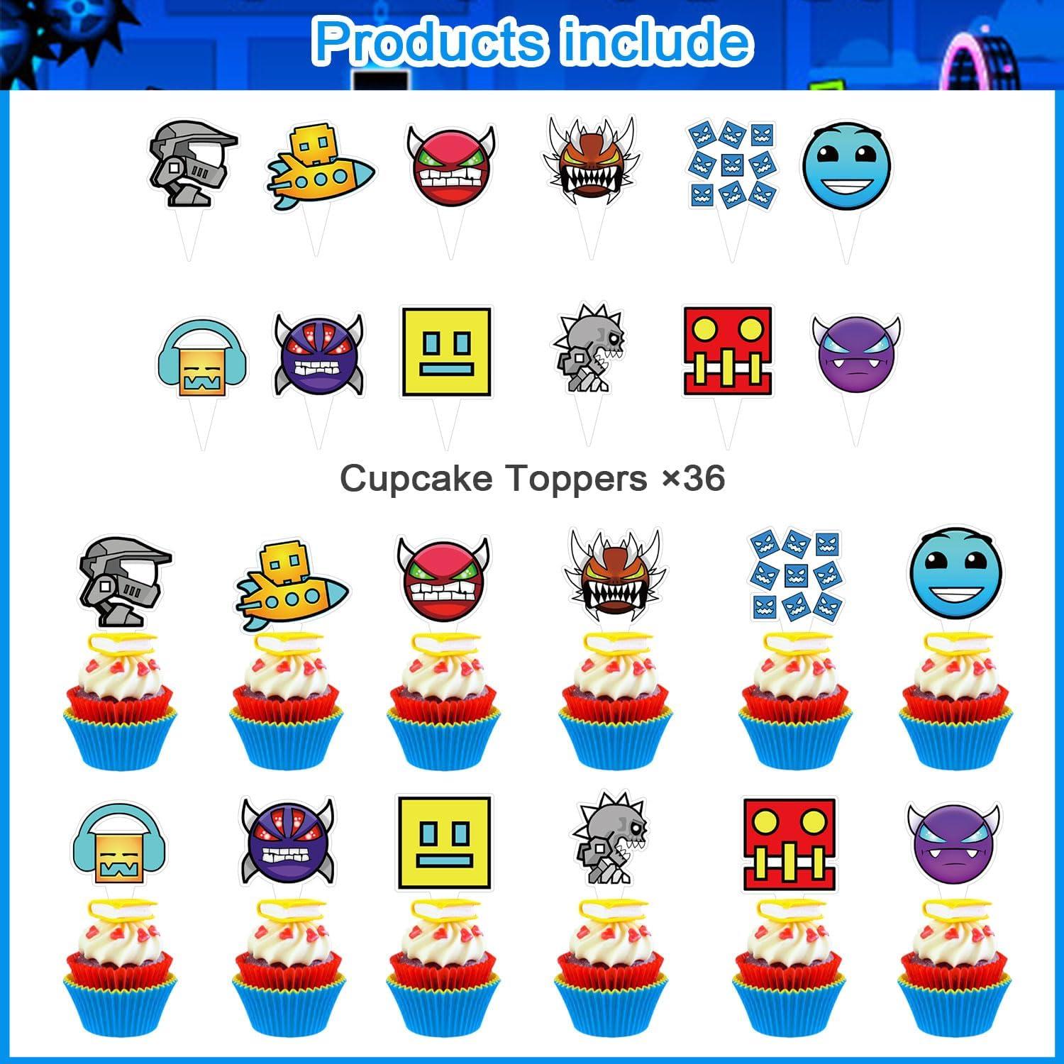 37 Pieces of Geometry Aesthetic Dash Cake Topper Geometry Aesthetic Dash Themed Party Supplies ...