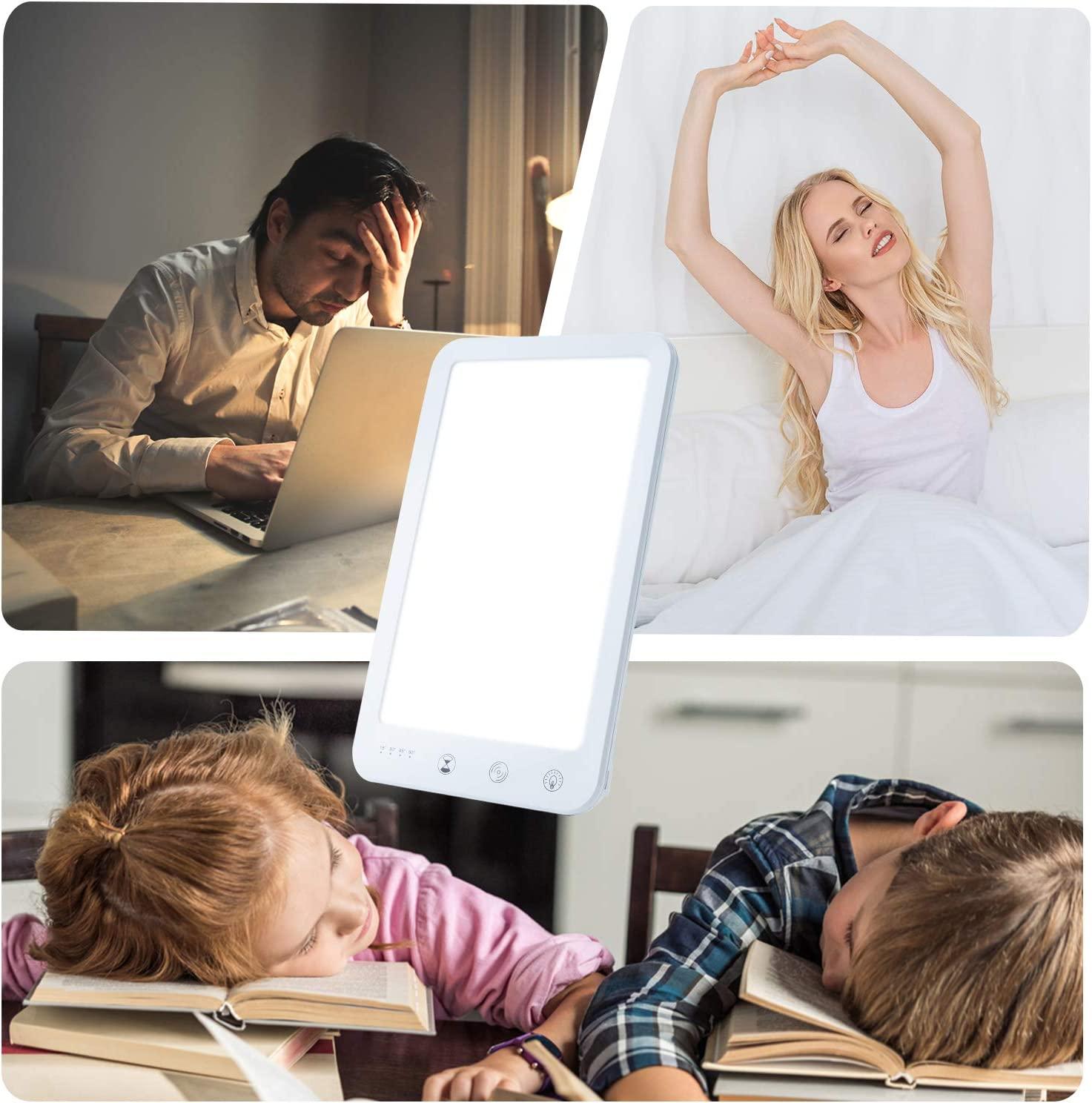 Ultra-Thin UV-Free Light Therapy Lamp | 10000 Lux, Touch Control, 3 ...