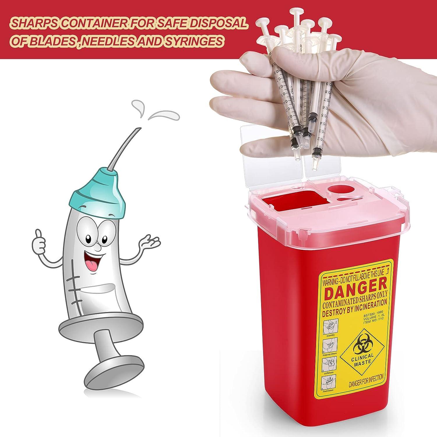 20 Pcs 1 Quart Flip Top Sharps Container - Small Portable Disposal Bin ...