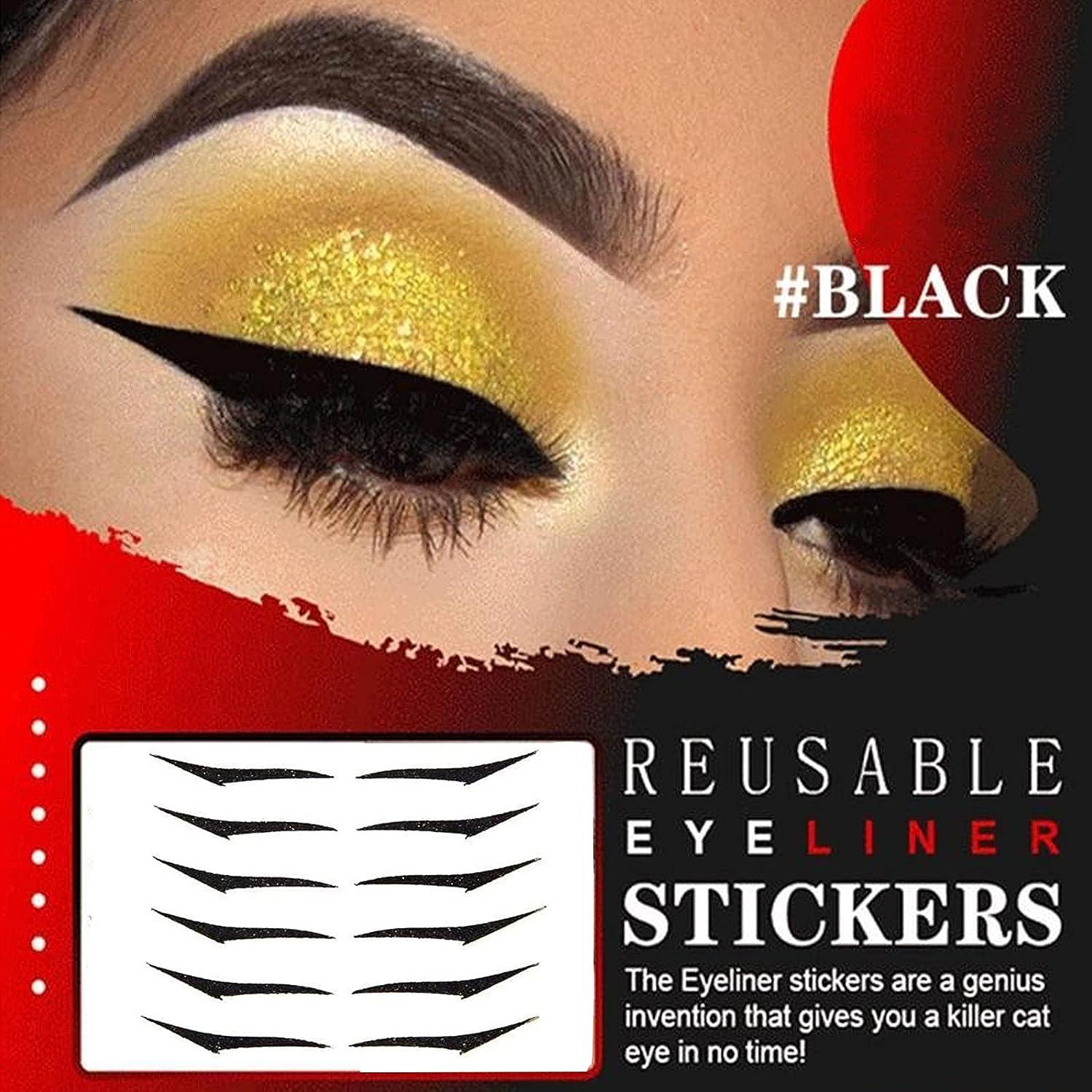 18 Pairs Reusable Eyeliner & Eyeshadow Fashion Stickers - Shiny Colors ...