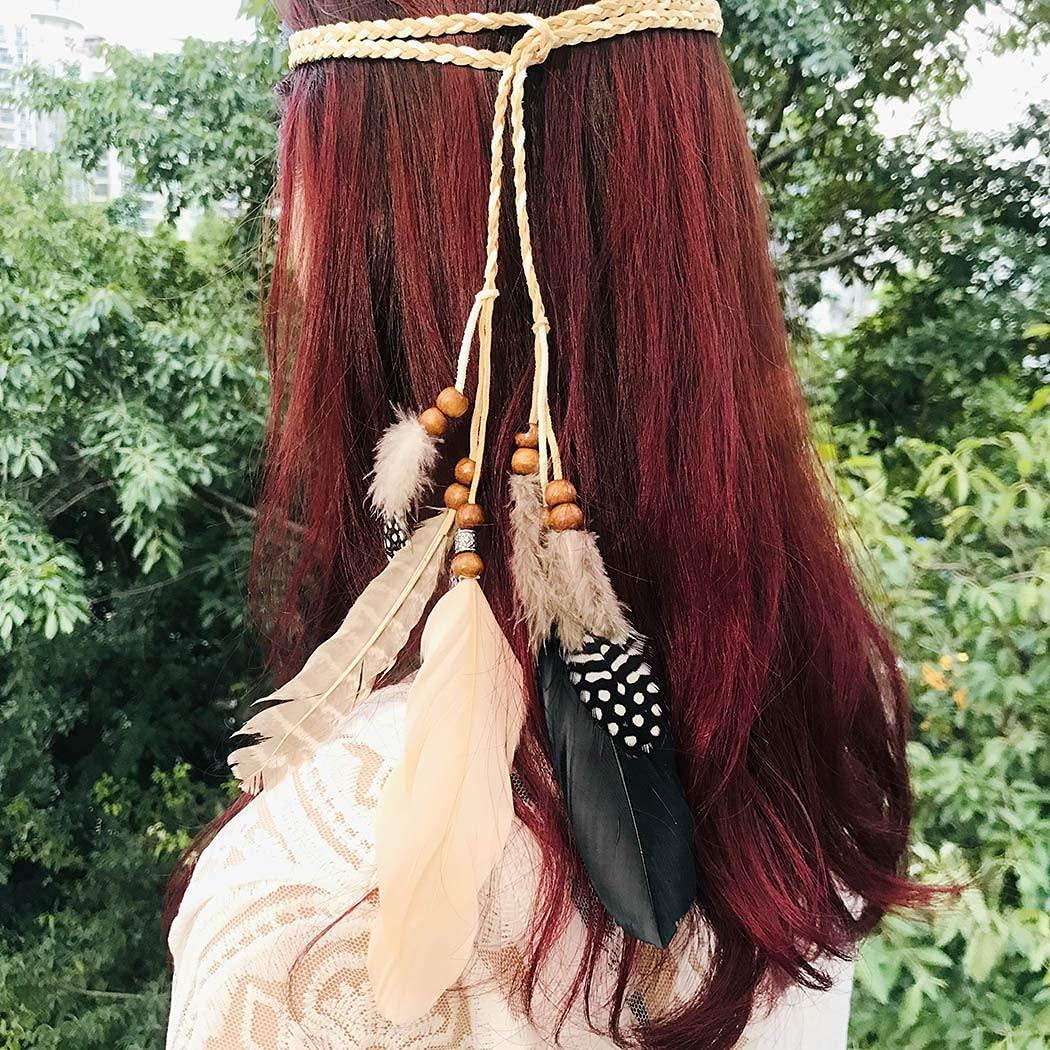 Indian Peacock Feather Headband Handmade Boho Princess Hair