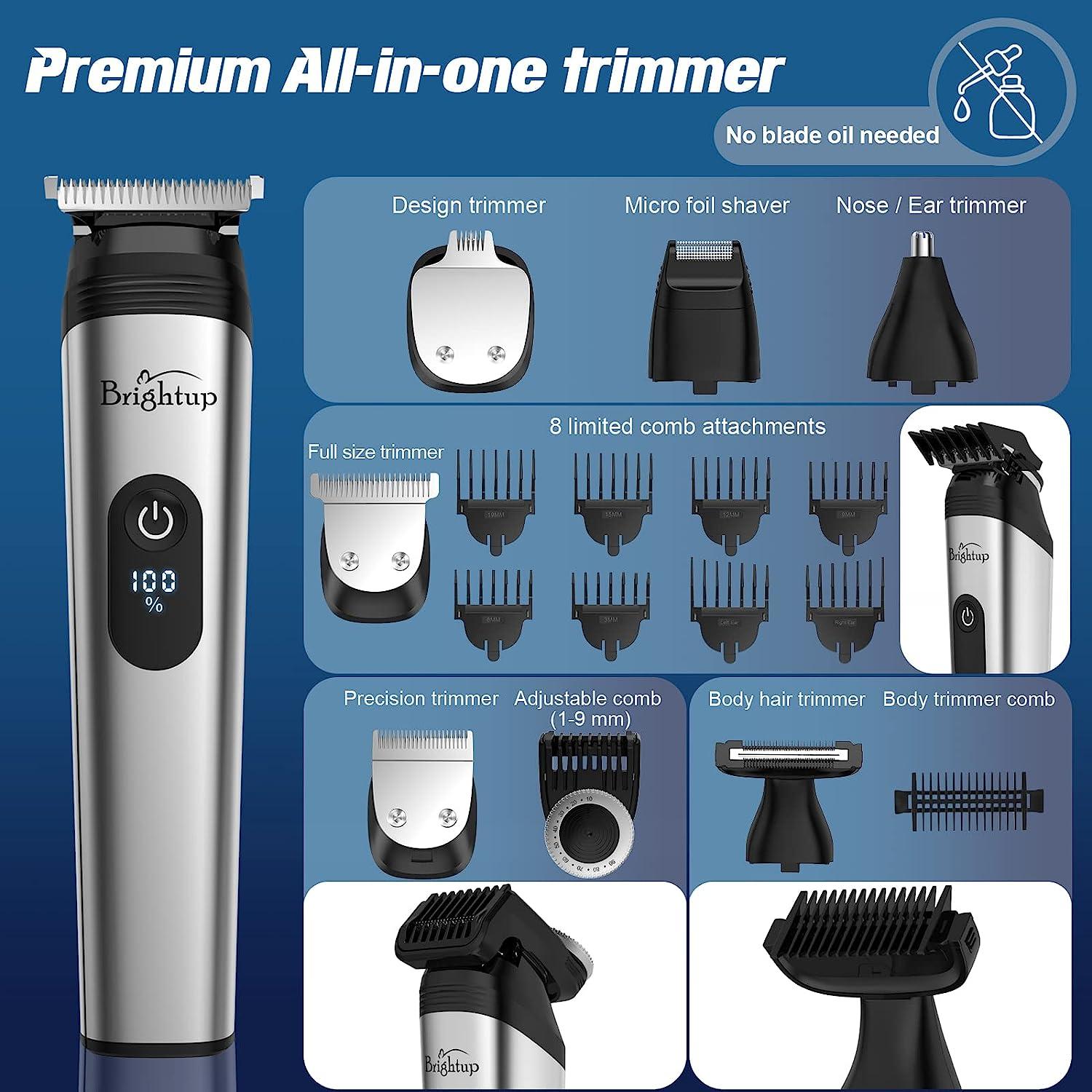 Brightup Beard Trimmer for Men - 22 Piece Grooming Kit with Hair ...