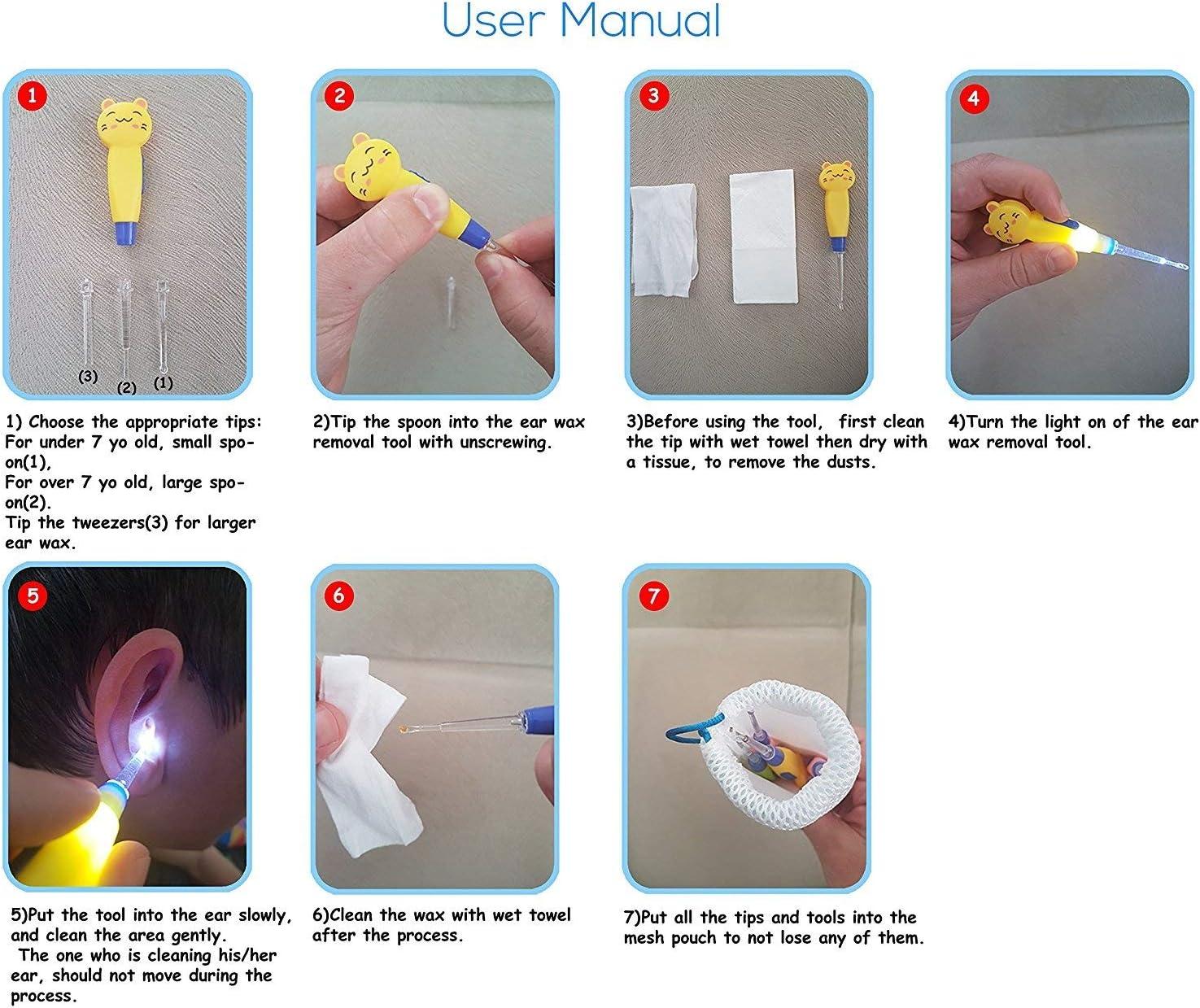 4PCS LED Ear Cleaner Tool for Kids and Adults - Ear Wax Removal Kit ...
