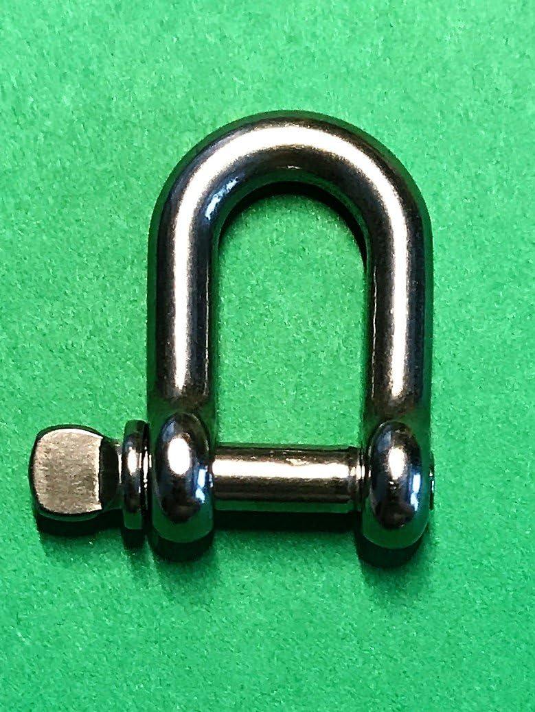 5 Piece Stainless Steel 316 D Shackle 5/32 (4mm) Marine Grade Dee - Set ...