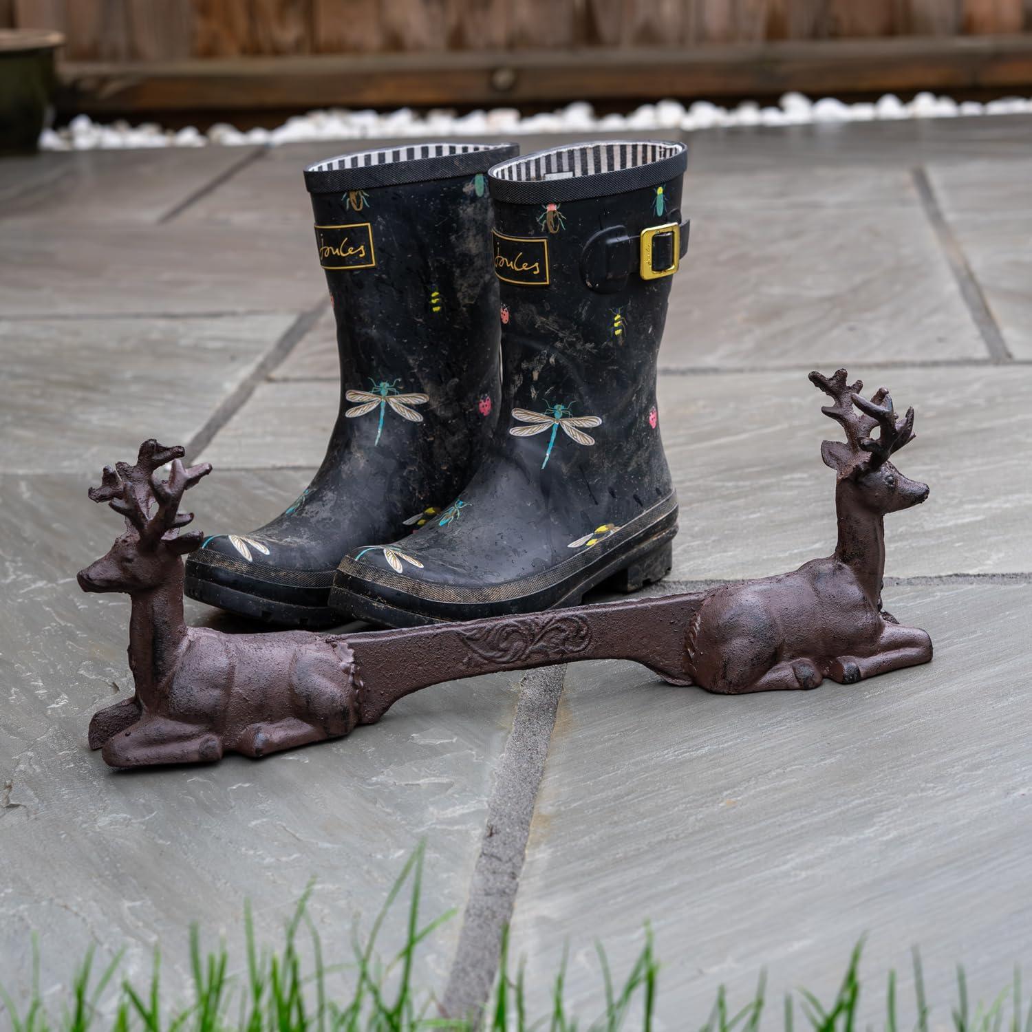 Woodside Outdoor Garden Novelty Deer/Stag Boot Scraper Cast Iron Shoe ...