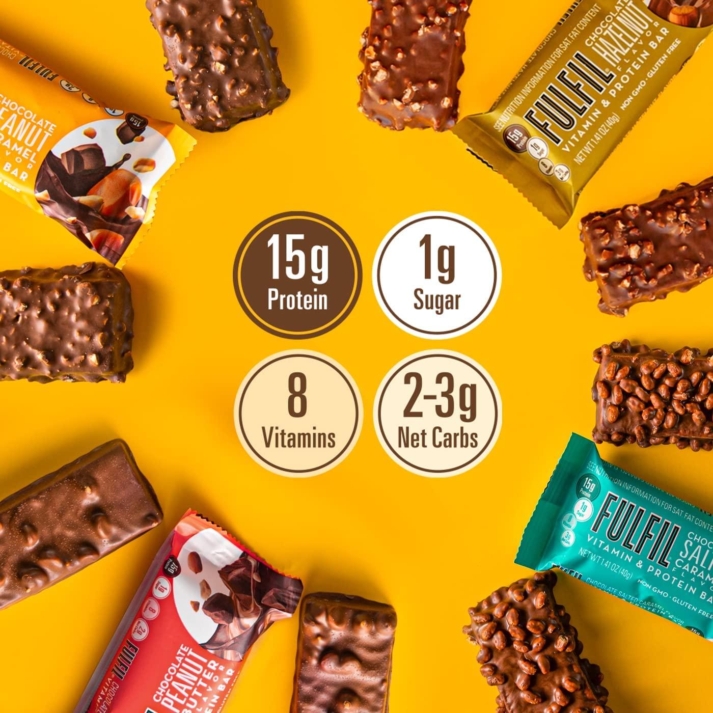 FULFIL Vitamin & Protein Snack Bars Variety Pack - 15g Protein, 8 ...