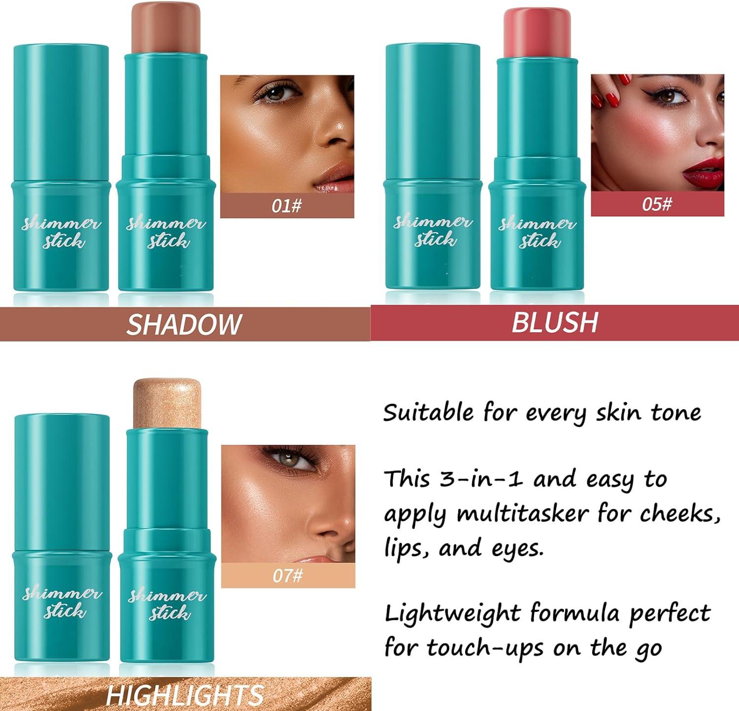 Contour Highlighter Blush Sticks - Waterproof Long-Lasting Multi Stick ...