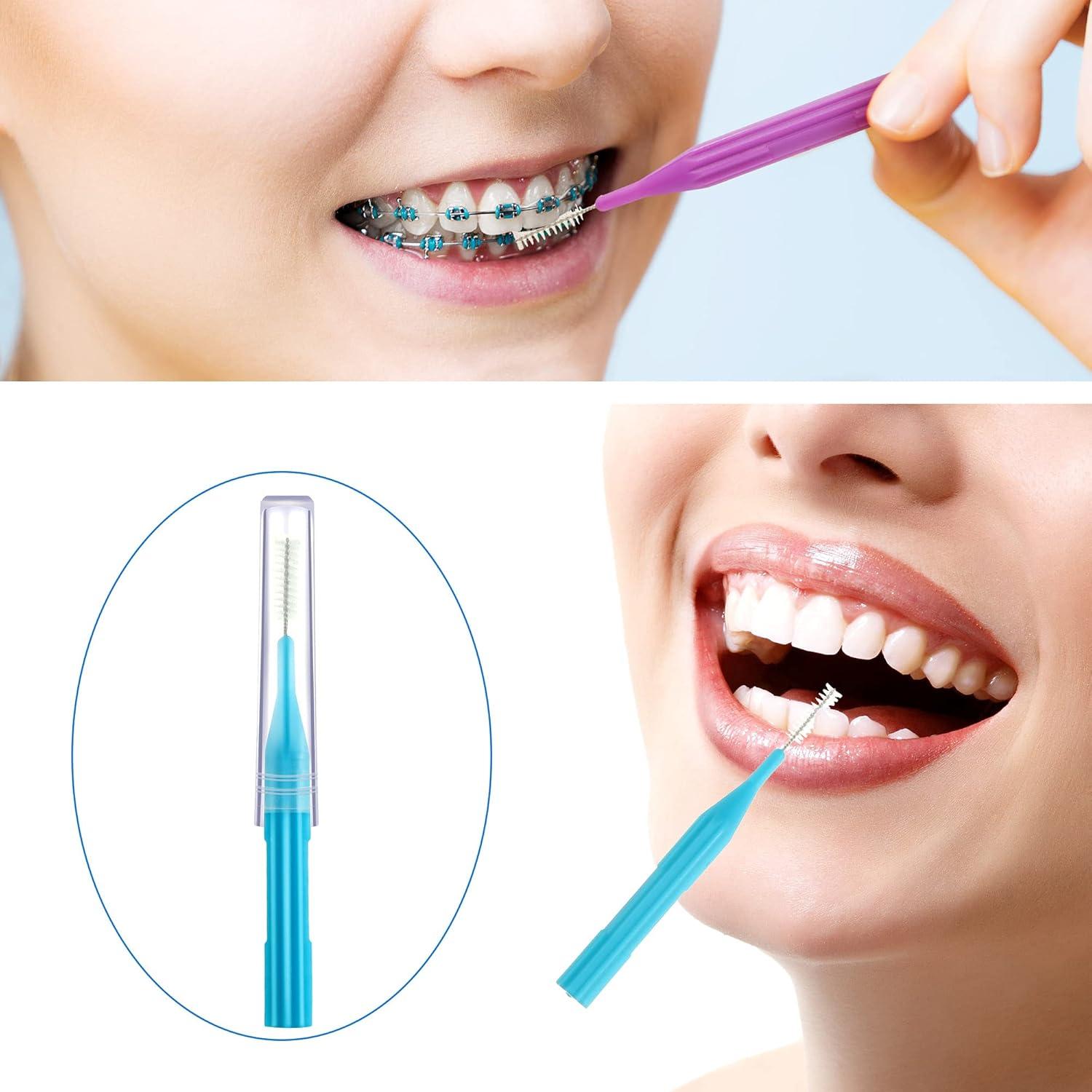 100-Piece Interdental Brush Set - Bright Colors Tooth Flossing Tools ...