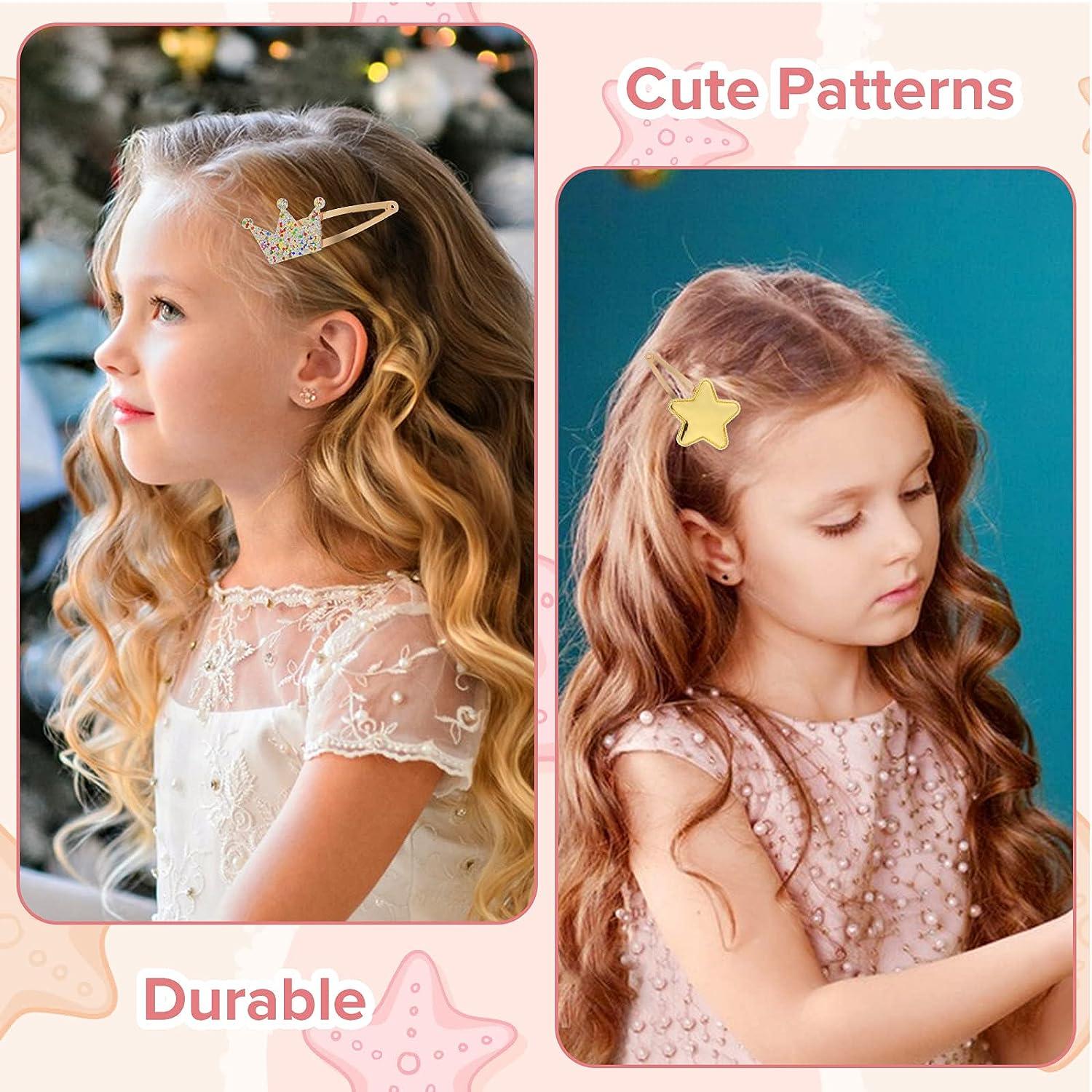 Lusofie 16Pcs Cute Snap Hair Clips for Girls - Sparkly Metal Clips in ...