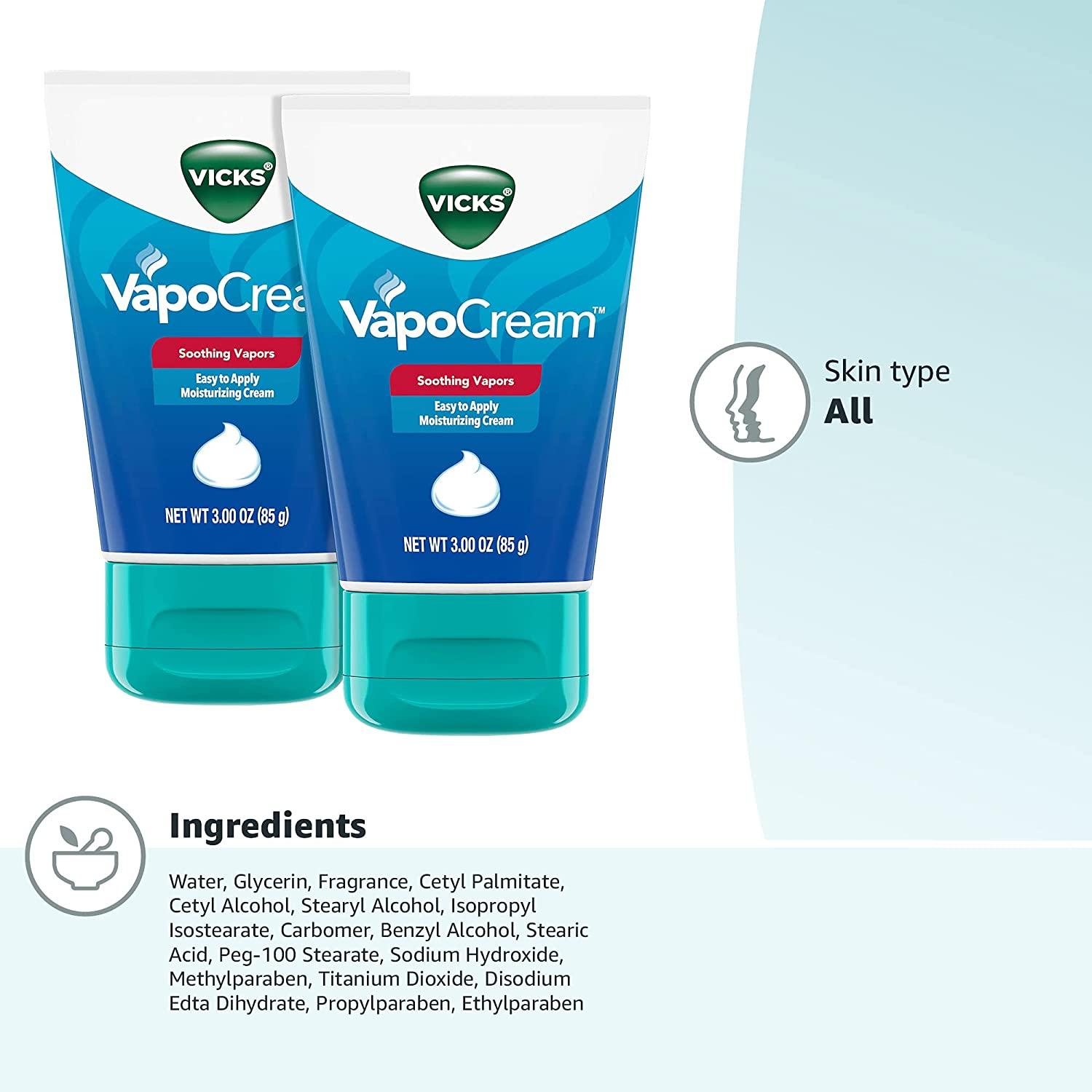 Vicks VapoCream 3oz Tubes - Soothing, Moisturizing Non-Medicated Vapor ...