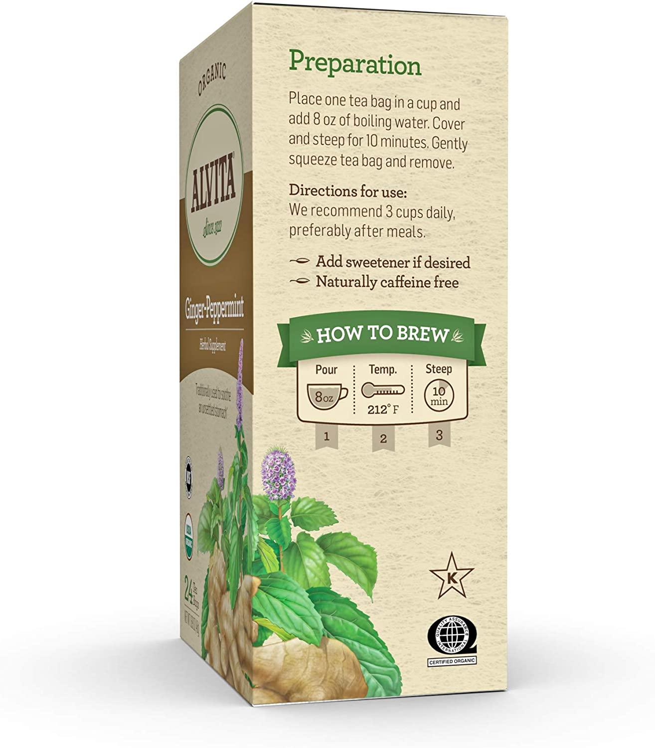 Alvita Organic Ginger Peppermint Tea | 24 Premium Quality Herbal Tea ...