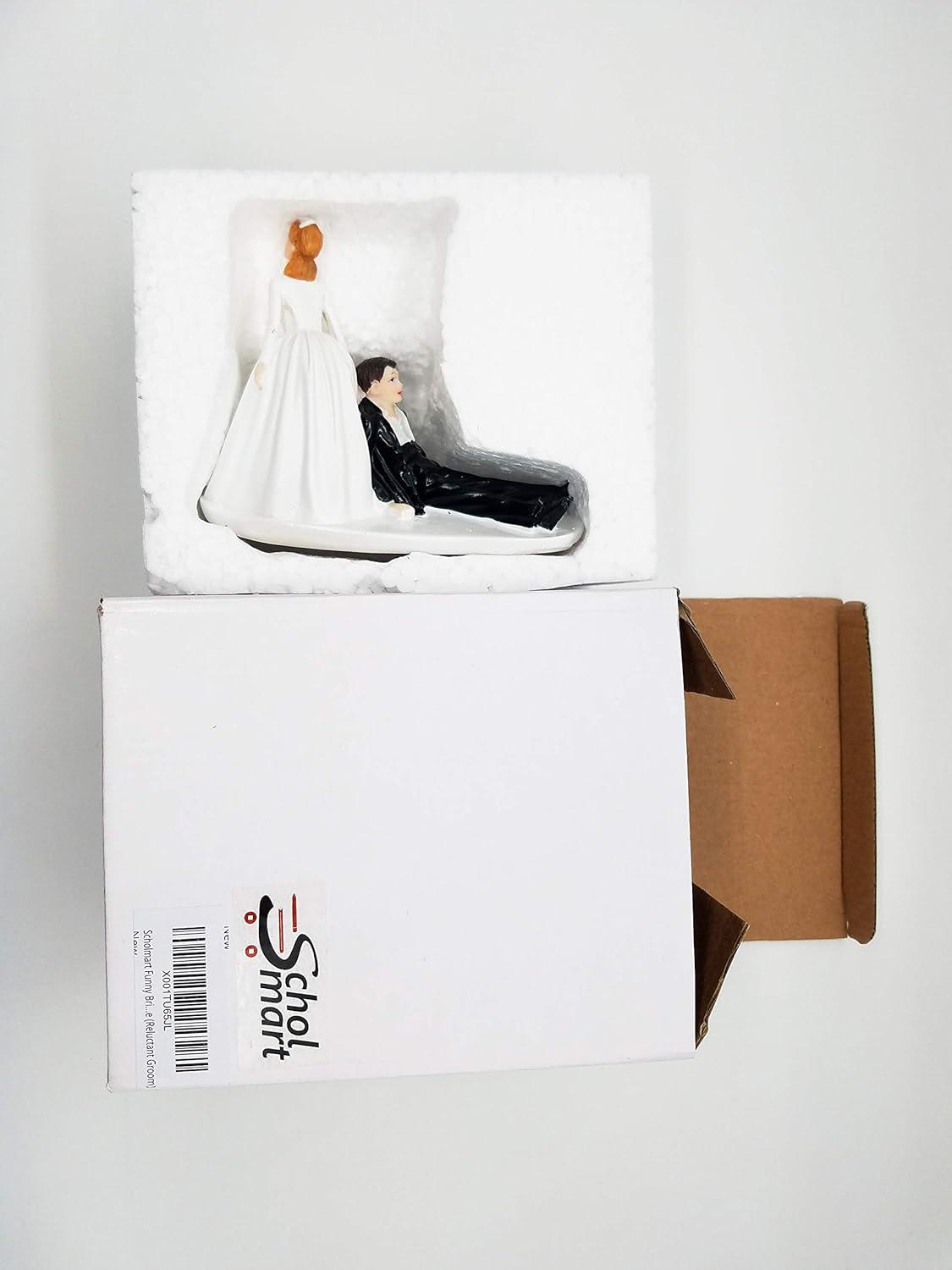 Scholmart Wedding Cake Toppers Bride And Groom Funny Bride Dragging