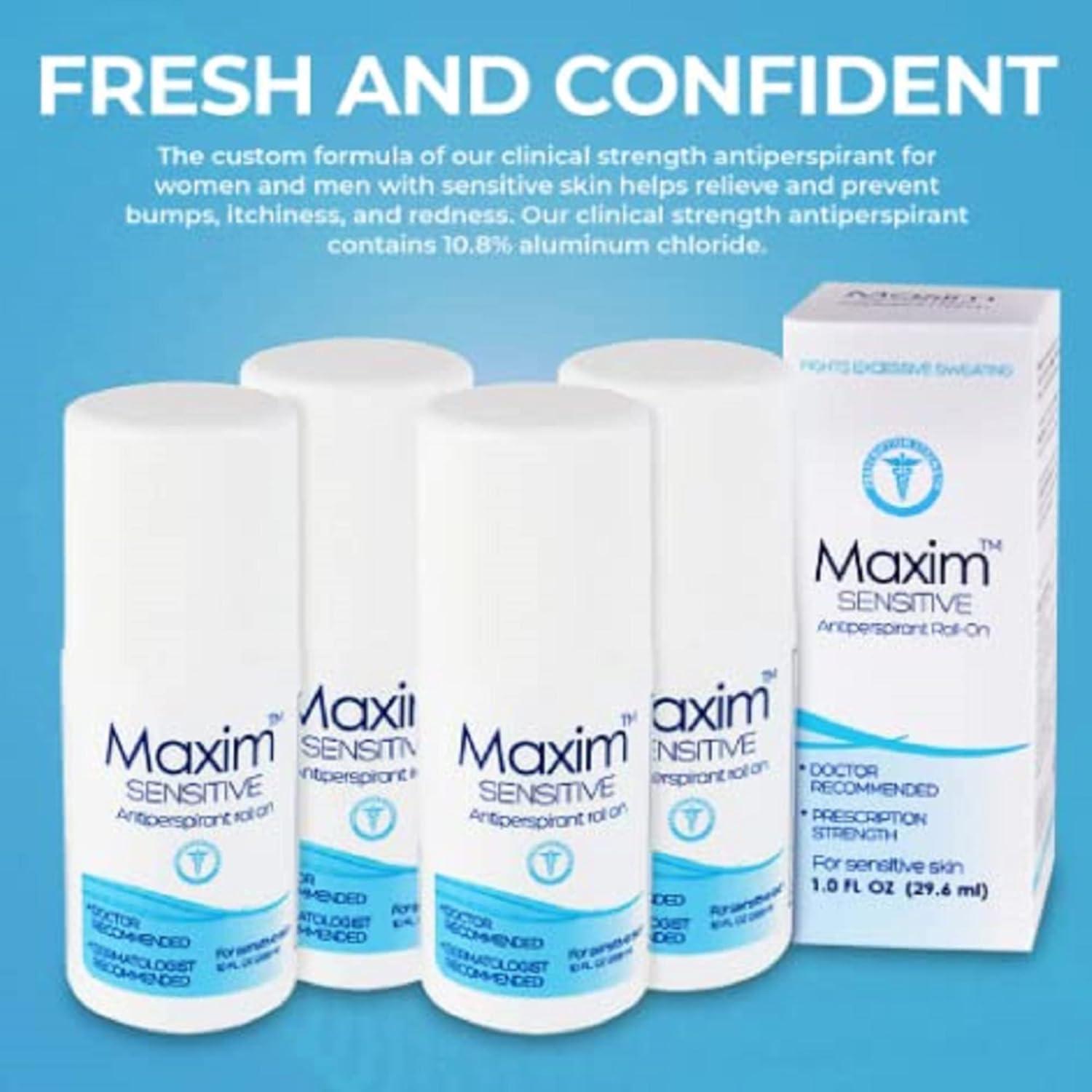 Maxim Sensitive Clinical Strength Antiperspirant Deodorant Pack of 4 ...