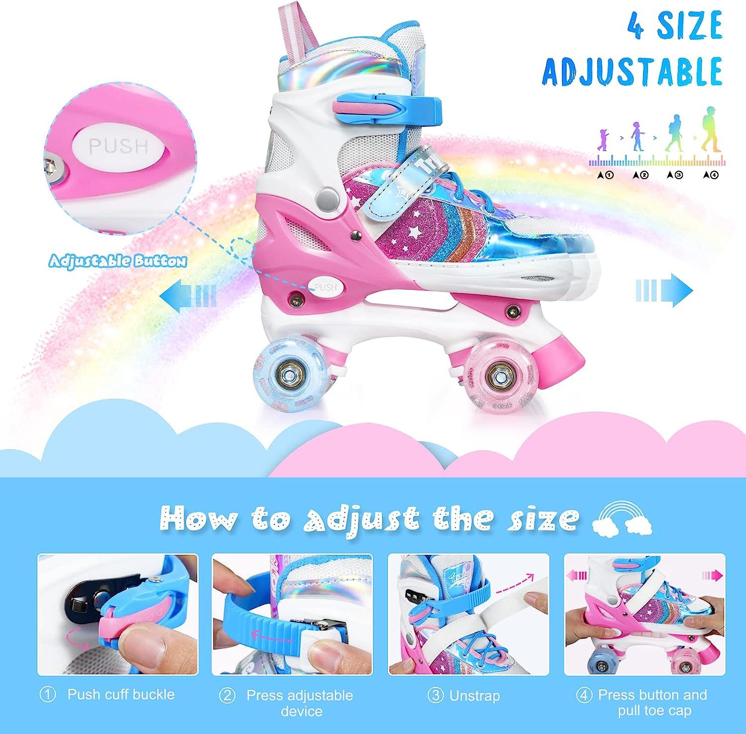 Truwheelz Rainbow Roller Skates for Girls Ages 3-12 | Adjustable Light ...