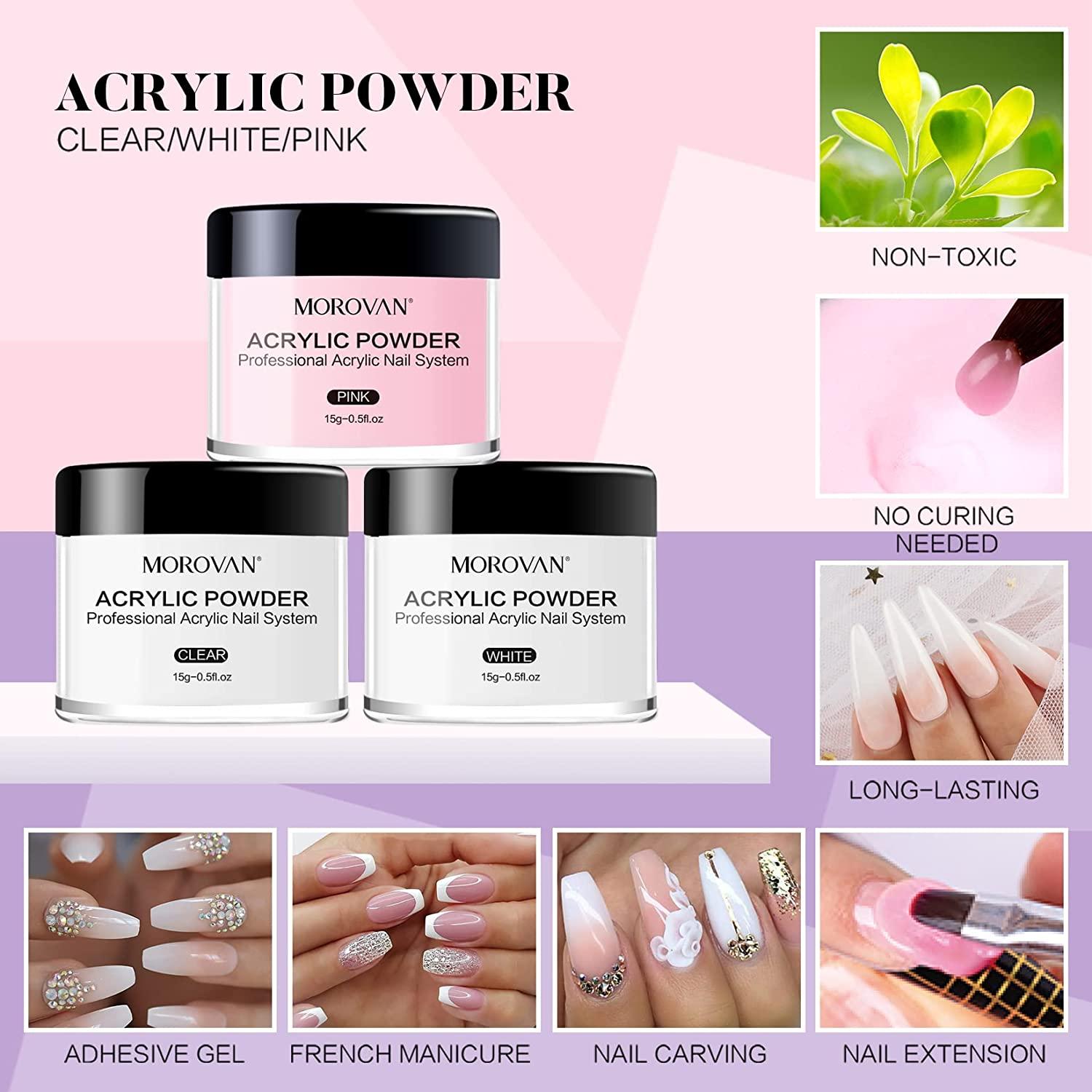 Morovan Glitter Acrylic Nail Kit Professional Set For Nail Art