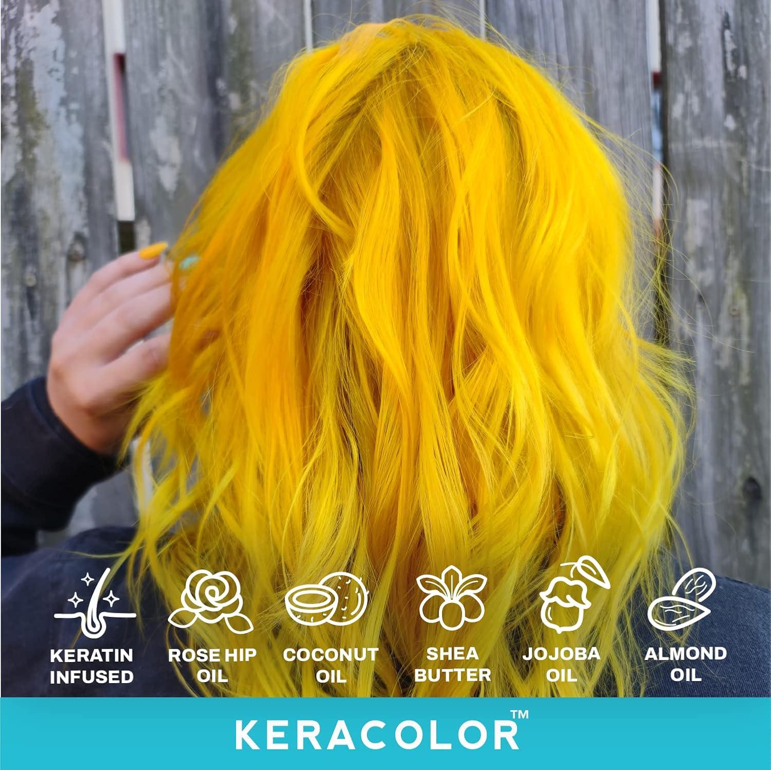 KERACOLOR Kit of 3-in-1 (Cleanse + Conditioner + Color) Lemon Semi ...
